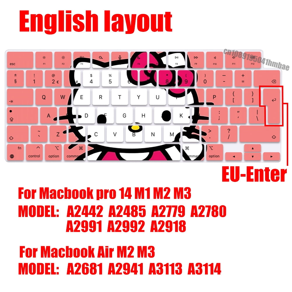 Hello Kitty EU Layout Soft Silicone Keyboard Cover for Macbook pro 14 ...