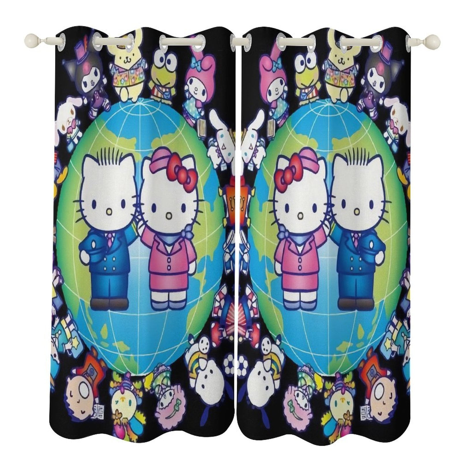 Hello-Kitty Earth Kuromi Melody Cinnamoroll Curtains 72 inch,2 Panels ...