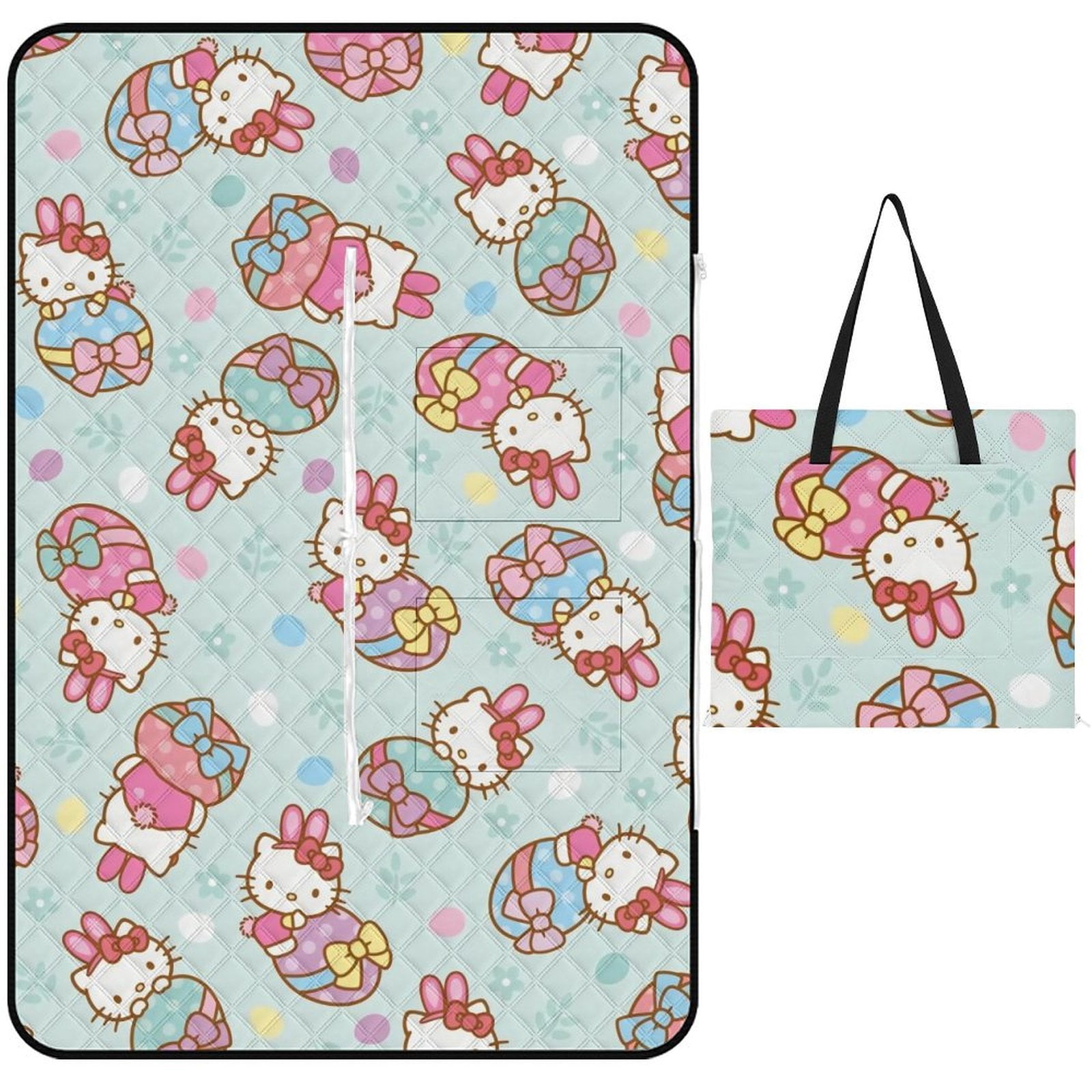 Hello Kitty Easter Eggs Picnic Blanket,Foldable Waterproof Sand Mat,Extra Large Picnic Blanket ...