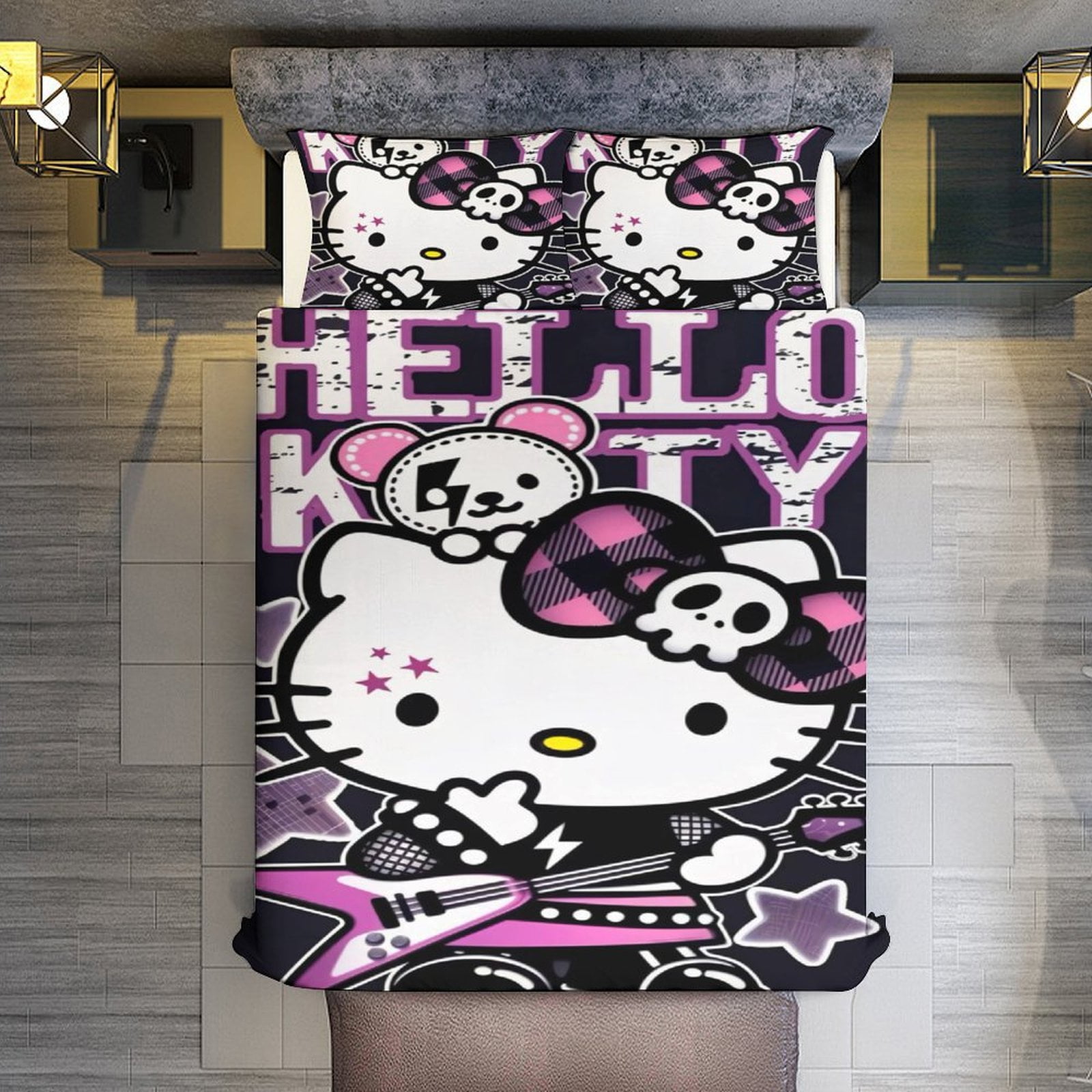 Hello Kitty Emo Bedding Duvet Cover Queen Size for Kids and Adults-Bed ...