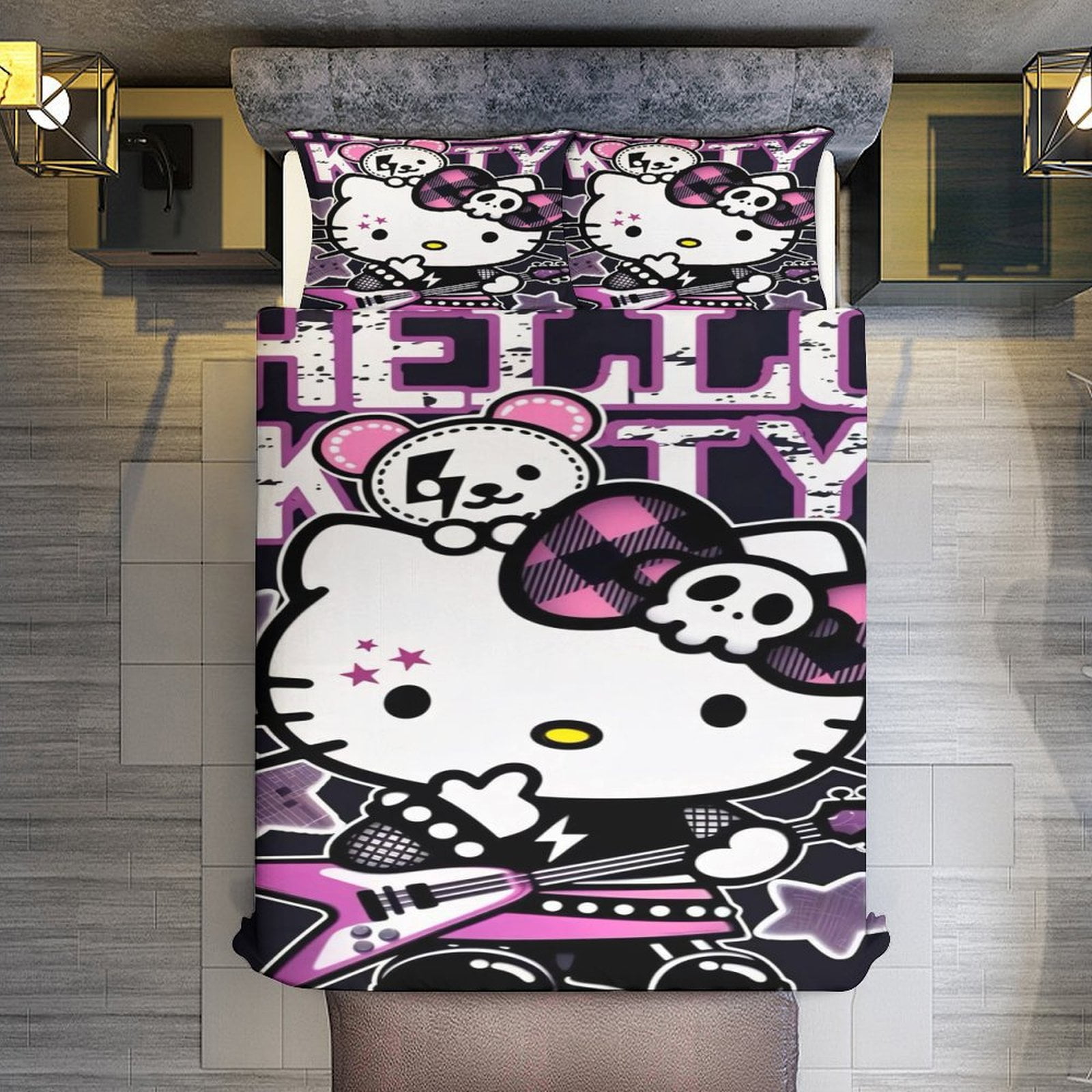 Hello Kitty Emo Bedding Duvet Cover Queen Size for Kids and Adults-Bed ...