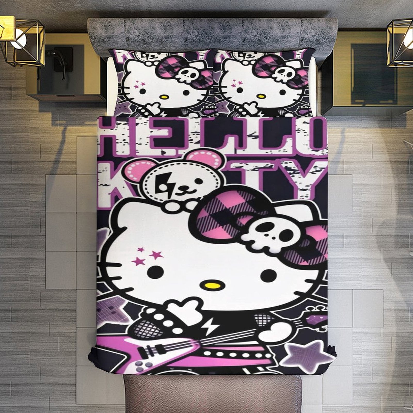 Hello Kitty Emo Bedding Duvet Cover Queen Size for Kids and Adults-Bed ...