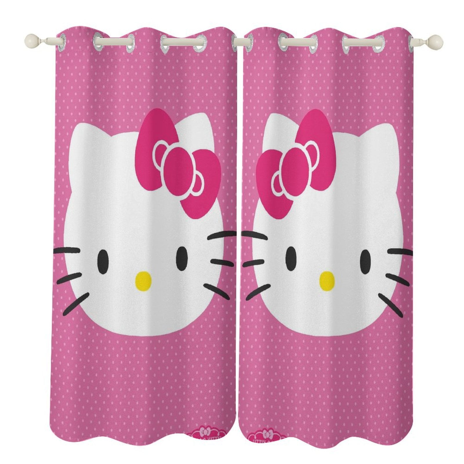 Hello Kitty Face Curtains 72 Inch,Blackout Curtains,Cartoon Curtains ...