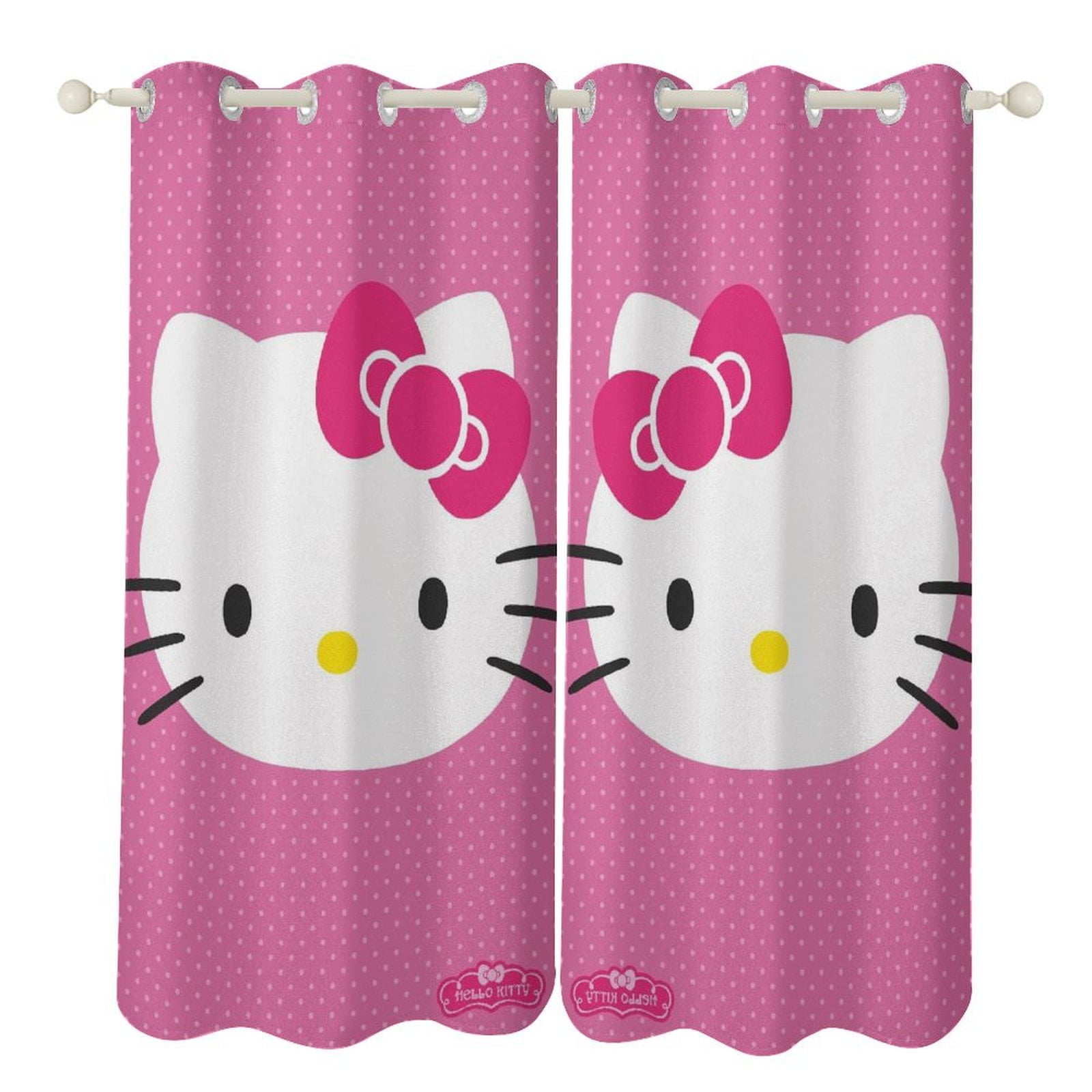 Hello Kitty Face Curtains 84 Inch,Blackout Curtains,Cartoon Curtains ...