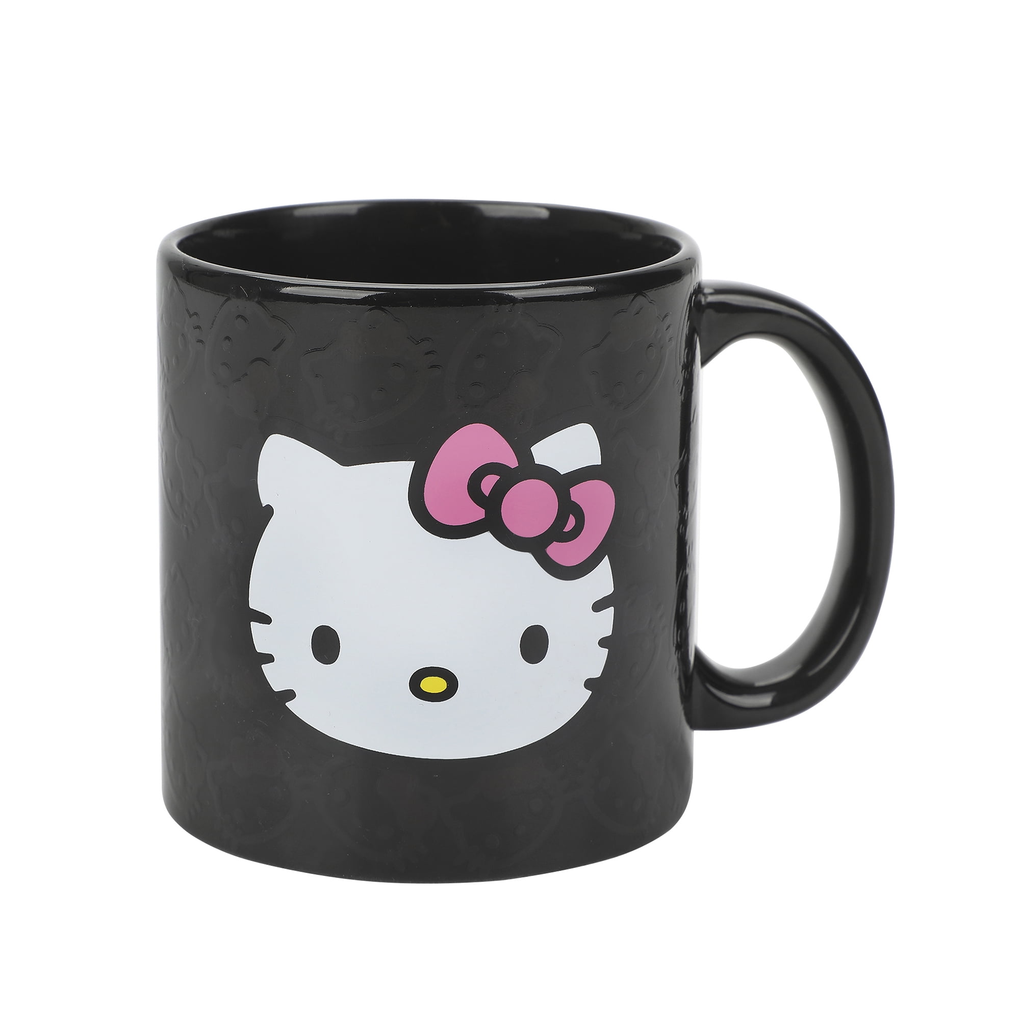 Hello Kitty Face Outlines 16 Oz Heat-Reactive Black Ceramic Mug ...