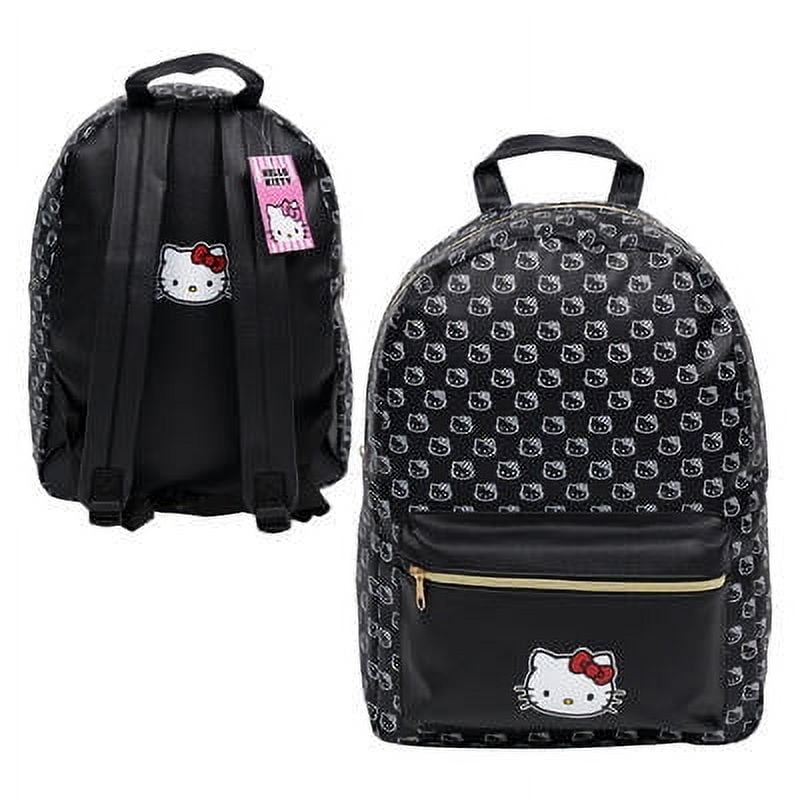 Hello Kitty Face Print Faux Leather 16" Large Backpack-Black - Walmart.com