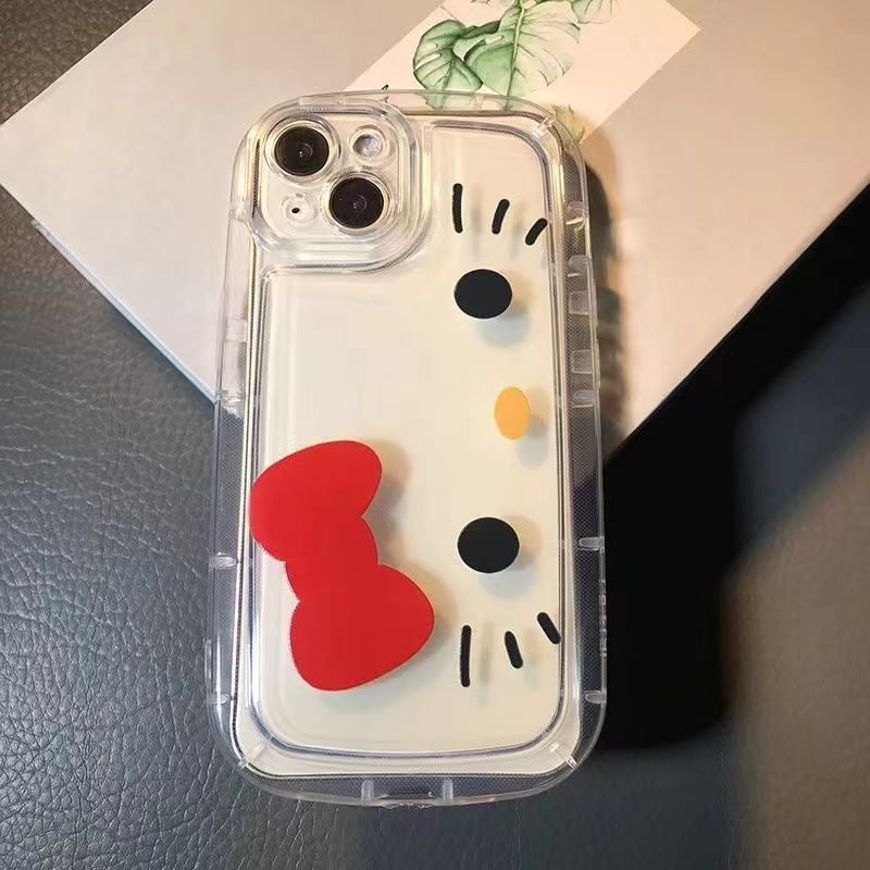 Hello Kitty Face Red Bow Strap Fat Phone Case For iPhone 16 14 12 13 11 ...