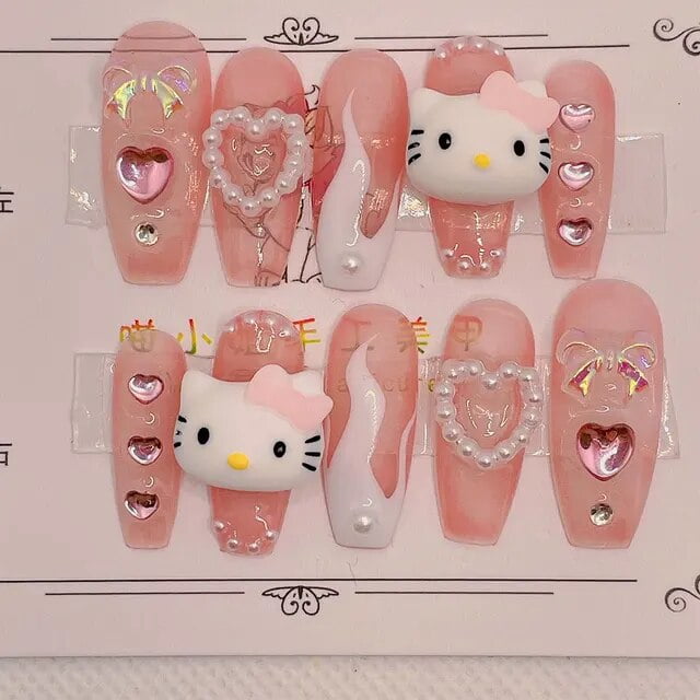 Hello Kitty False Nail Kawaii Sanrio Accessories Anime Y2k Kuromi