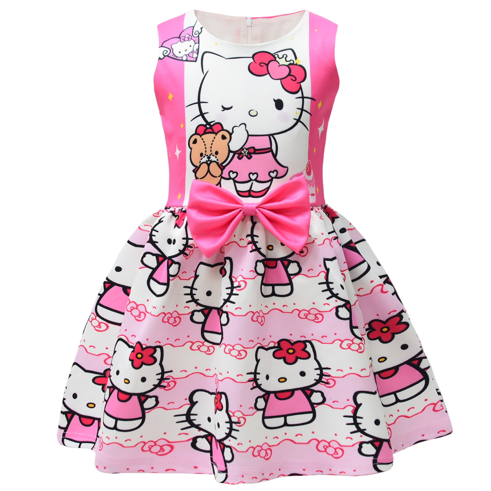 Hello Kitty Fashion Cartoon Children Sleeveless Pleated Dress Princess ...