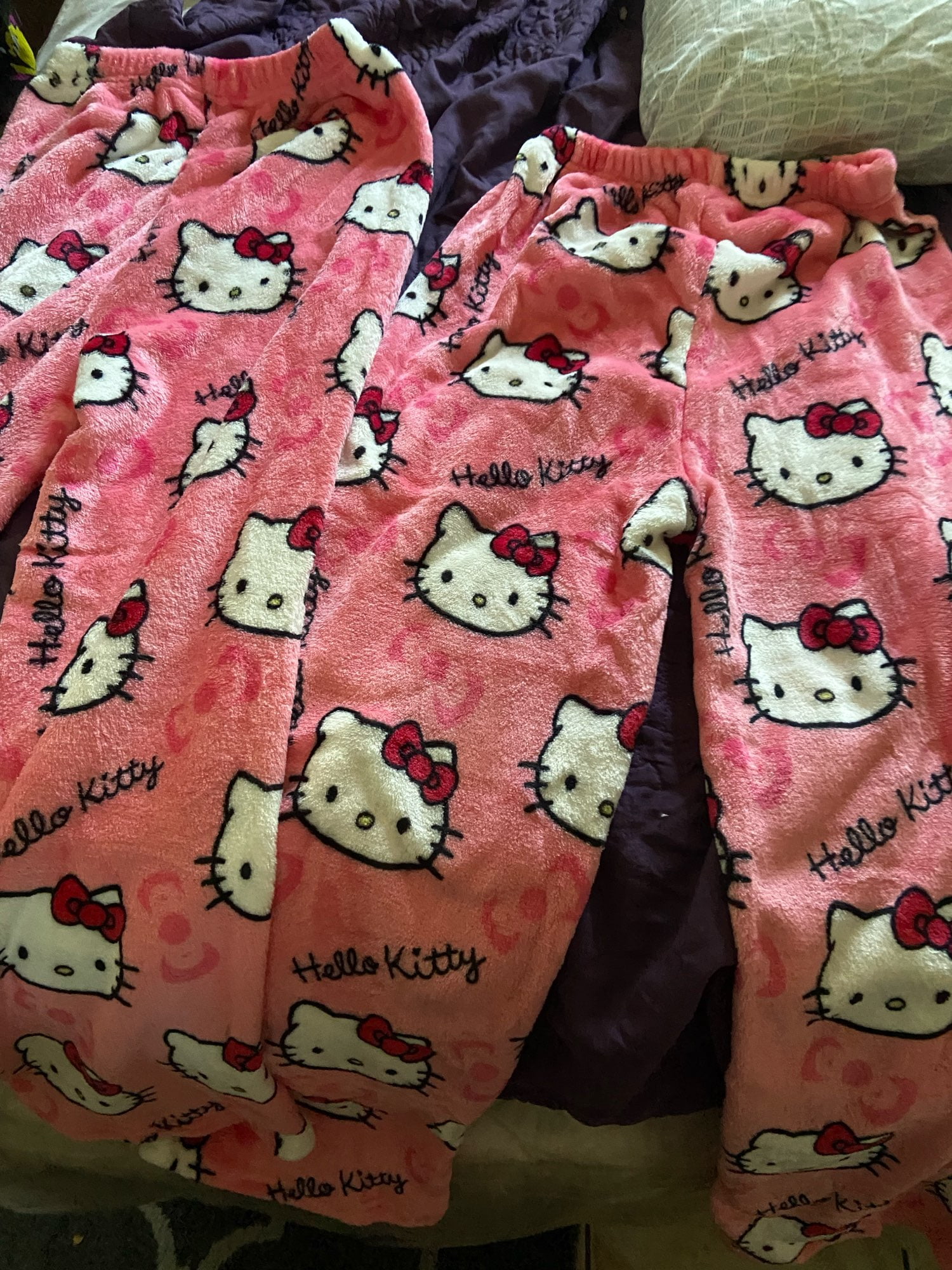 Hello Kitty Flannel Pajamas Set Sanrio Women's Warm Woolen Cartoon ...