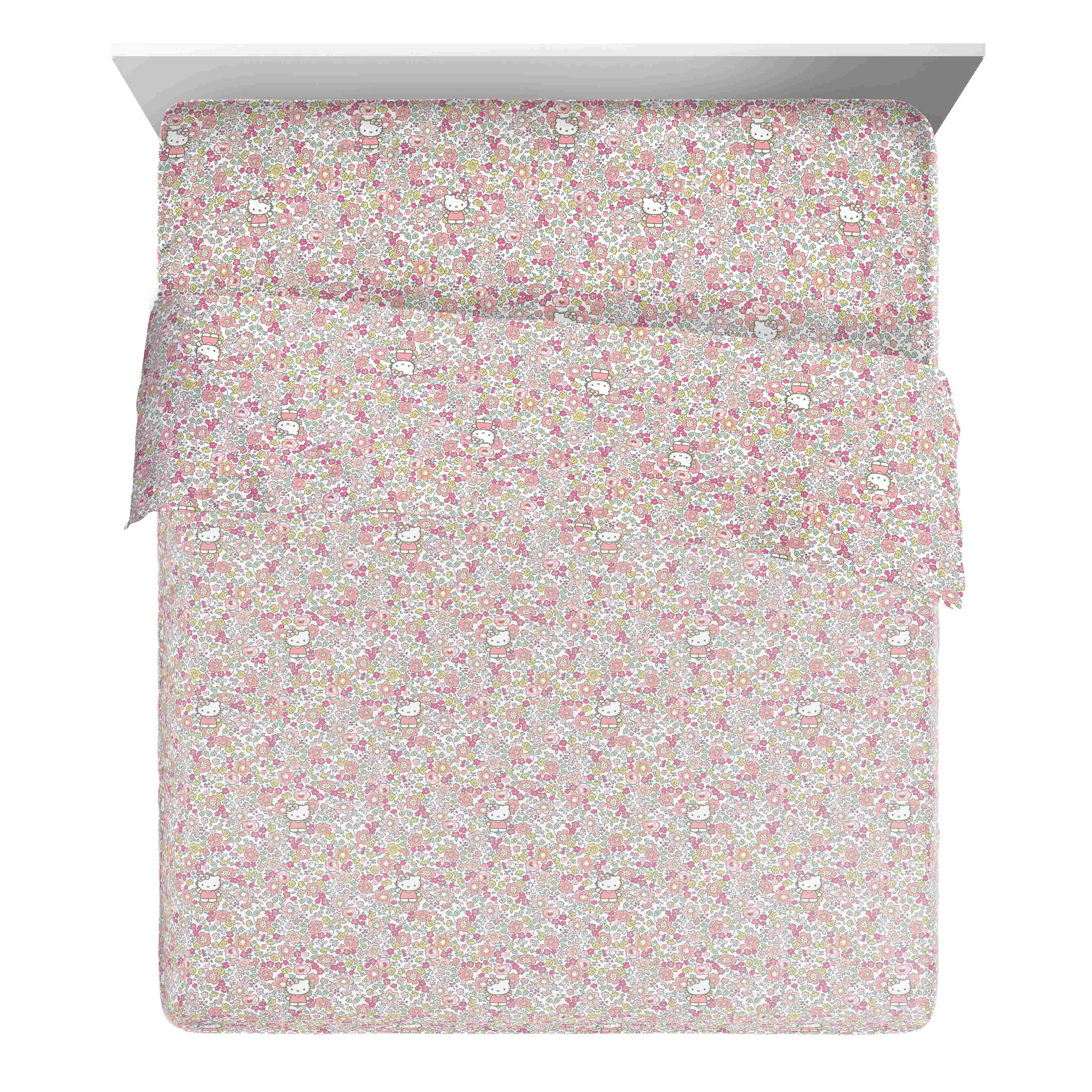 Sanrio Hello Kitty Floral Grace 4 Piece Full Kids Sheet Set - Soft Kids ...