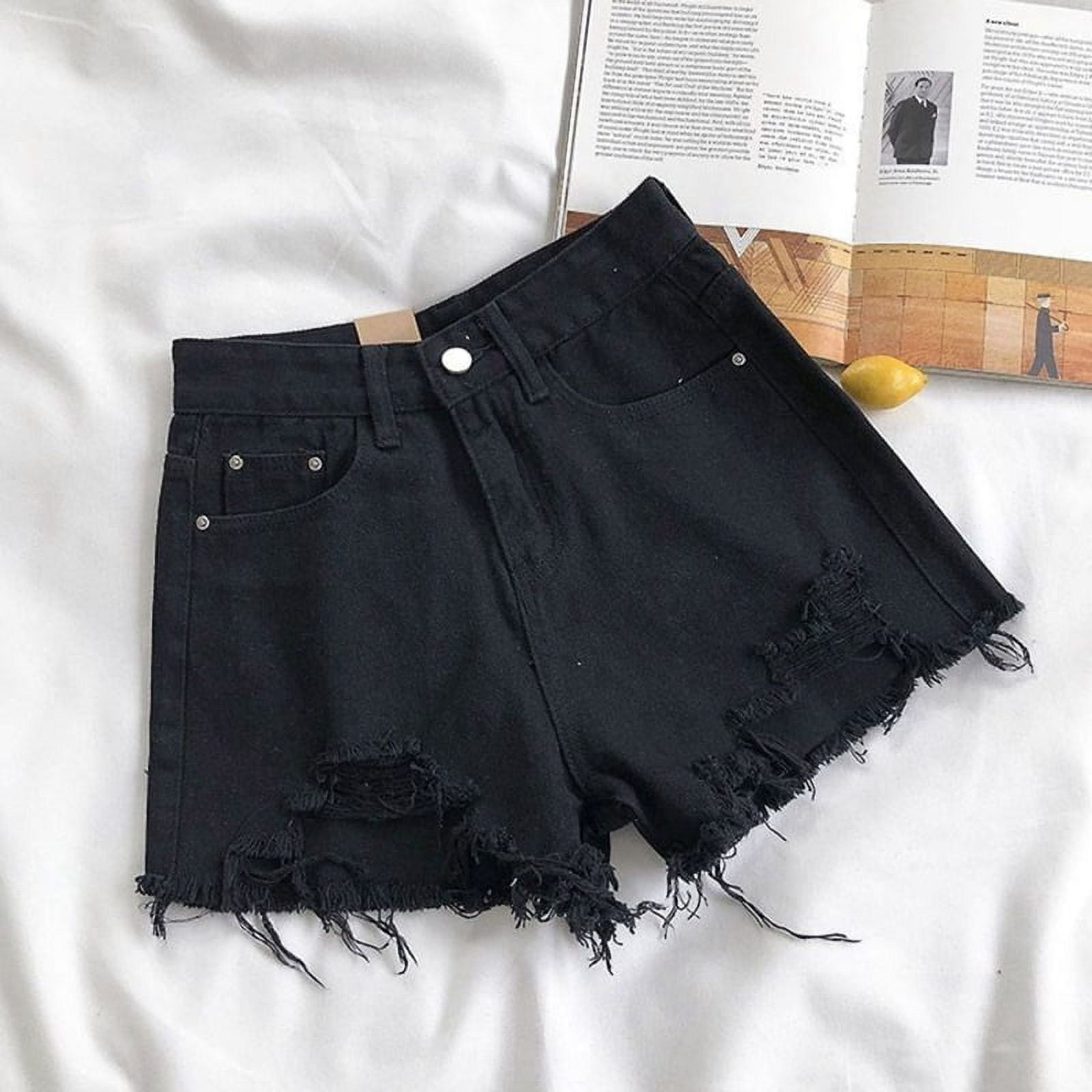 Korean Denim Holes Shorts For Women Fashion High WaistWide Leg Short ...