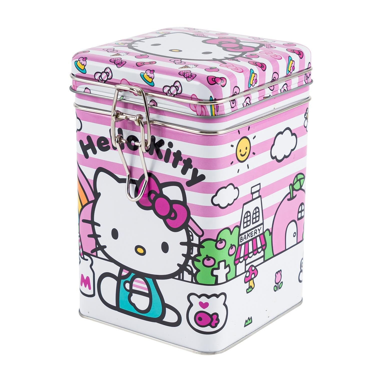 Hello Kitty Food Container Large Rectangular All Metal Locking Cookie ...