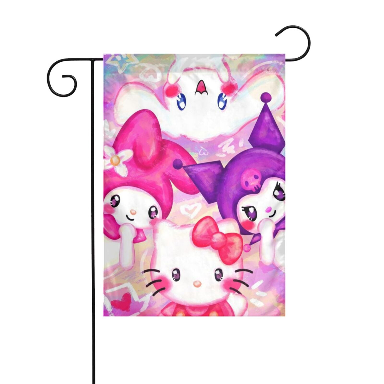 Hello Kitty Friend Kuromi Garden Flag Double Sided Outside Cartoon Game ...
