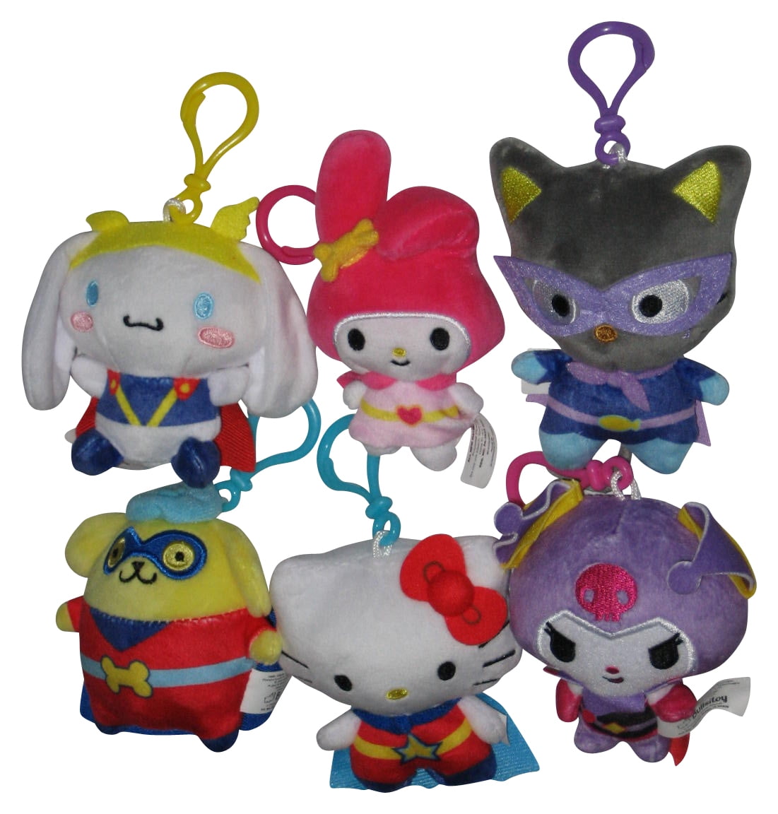 Hello Kitty & Friends Bullsitoy 4-Inch Clip-On Plush Keychain Set ...