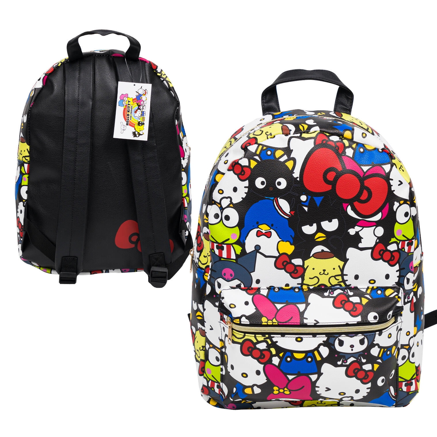 Hello Kitty & Friends Faux Leather 16" Large Backpack-Multi - Walmart.com