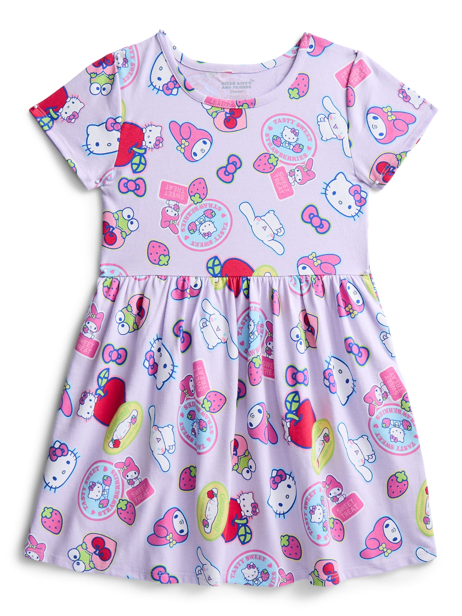 Hello Kitty and Friends Girls Allover Print Dress with Short Sleeves ...