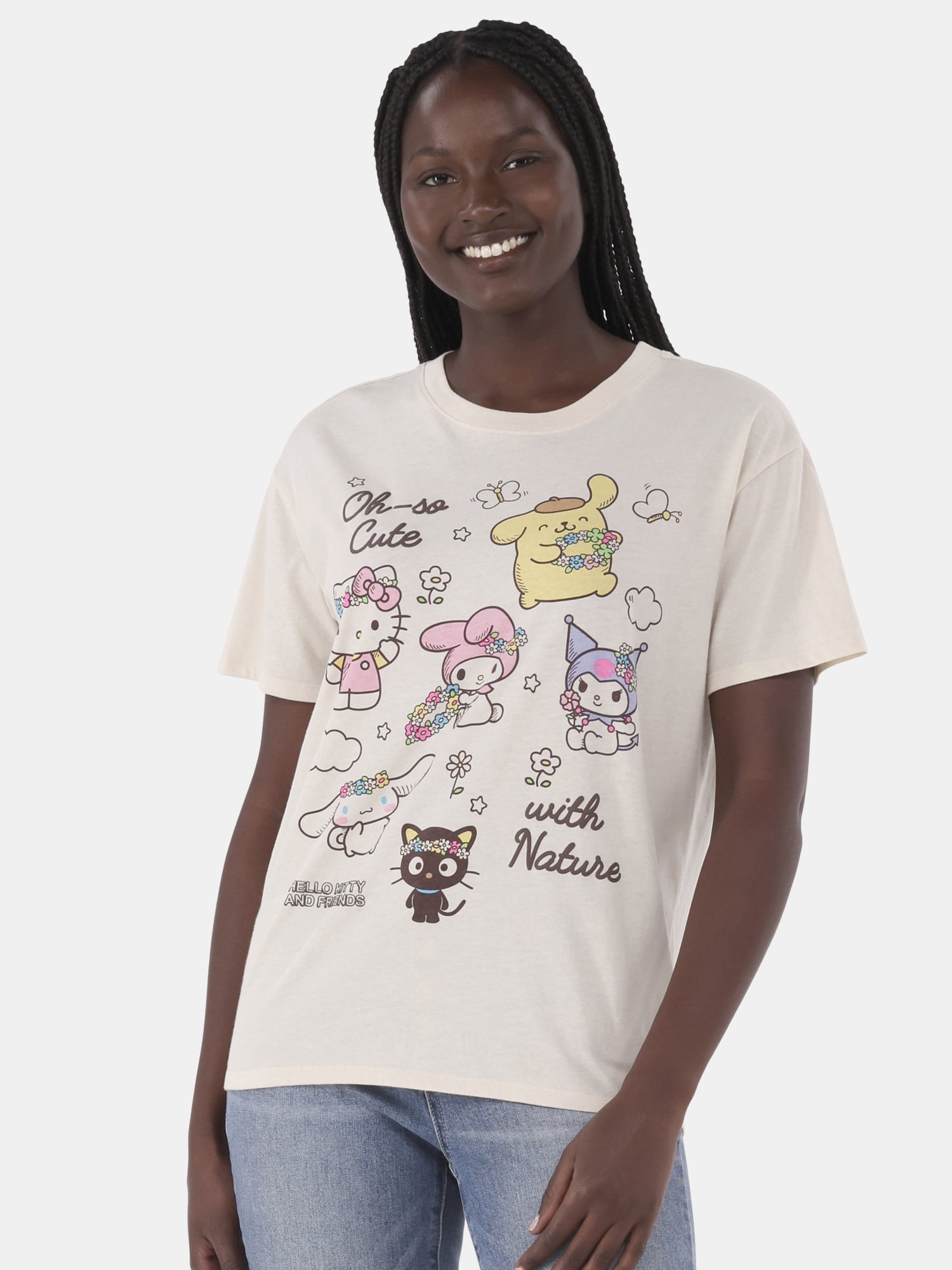 Hello Kitty Women's Graphic Tee with Short Sleeves, Cotton Blend ...