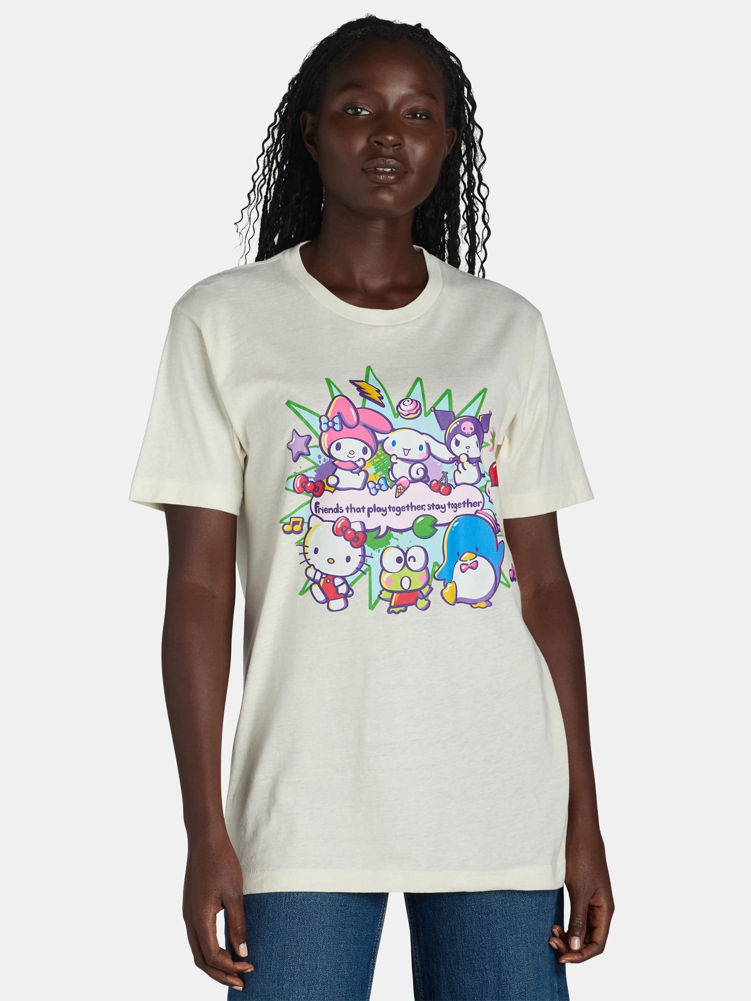 Hello Kitty & Friends Juniors Tee, Crew Neck, Short Sleeve, Graphic T ...