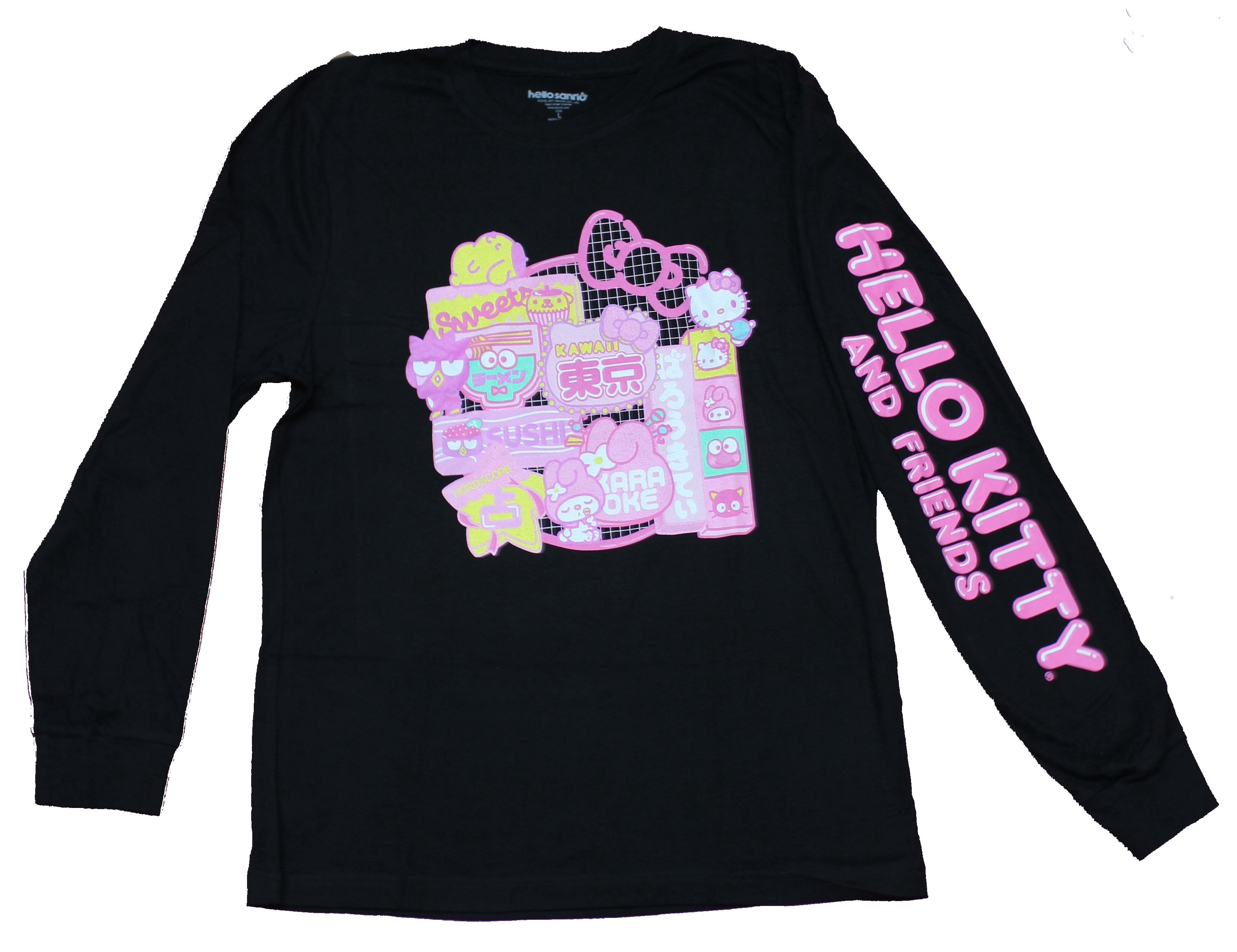 Hello Kitty & Friends Long Sleeve Mens T-Shirt - Bold Kitty Collage ...