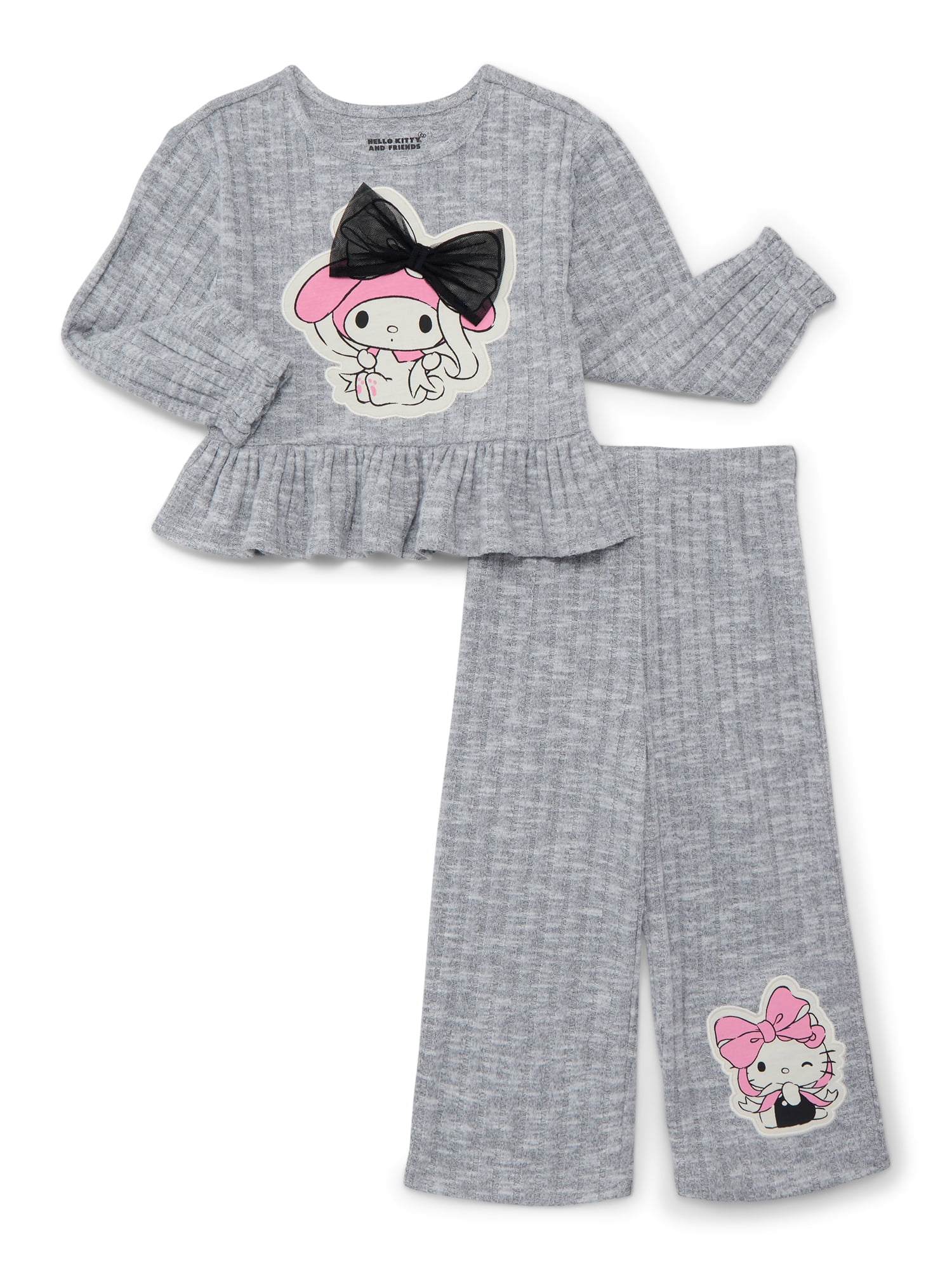 Hello Kitty and Friends Toddler Girls' 3D Bow Peplum Top and Pants Set ...