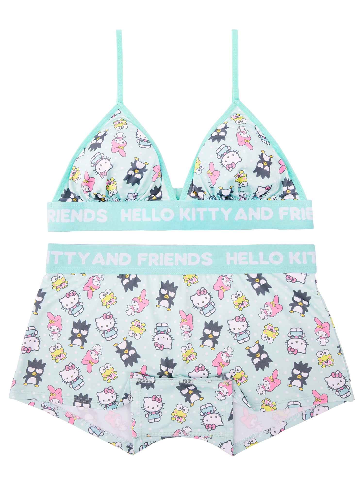 Hello Kitty Juniors Triangle Bra & Boyshort Panties Set, 2-Pack, Size S ...