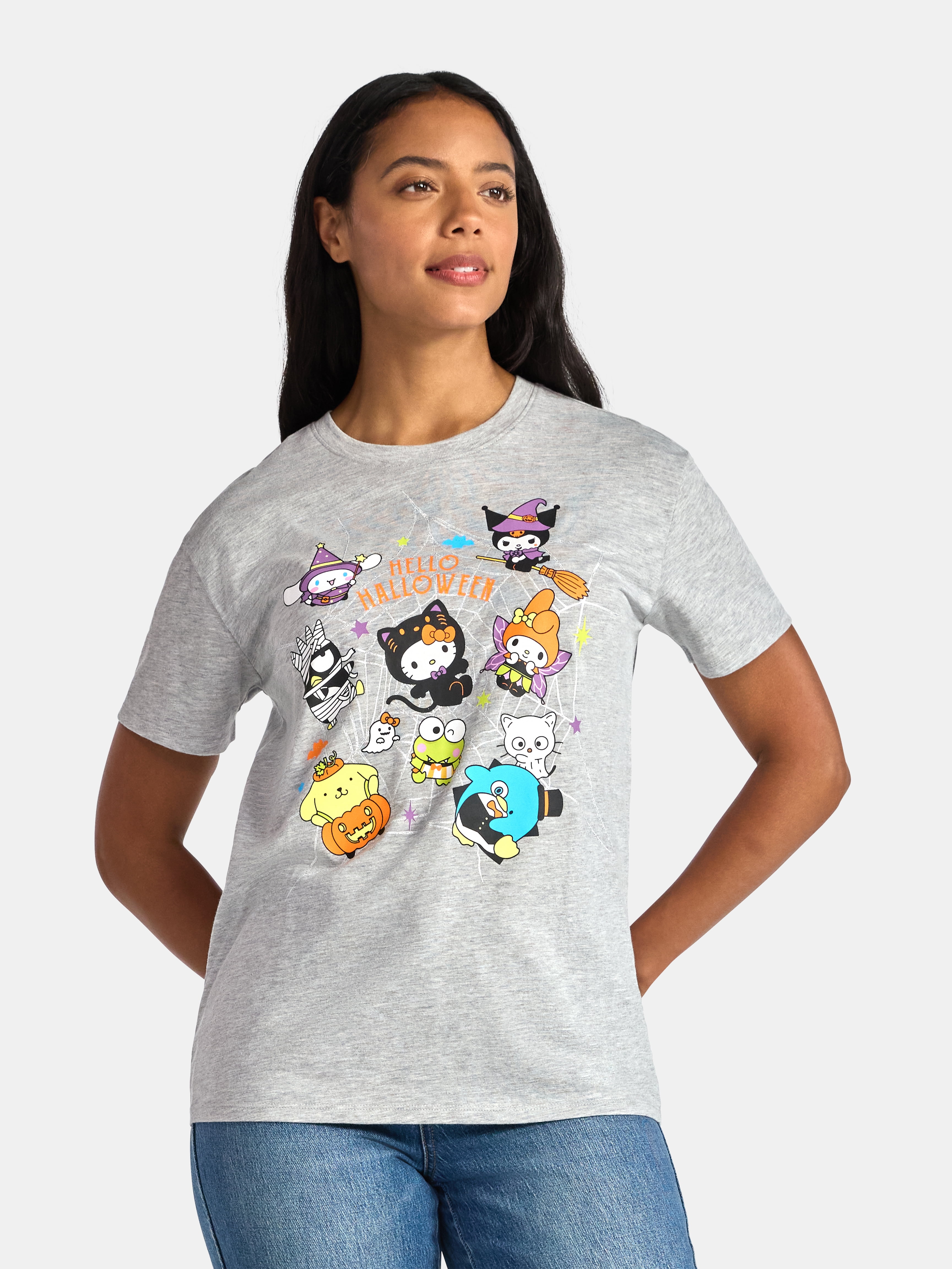 Hello Kitty & Friends Women's Halloween Graphic Tee with Short Sleeves ...