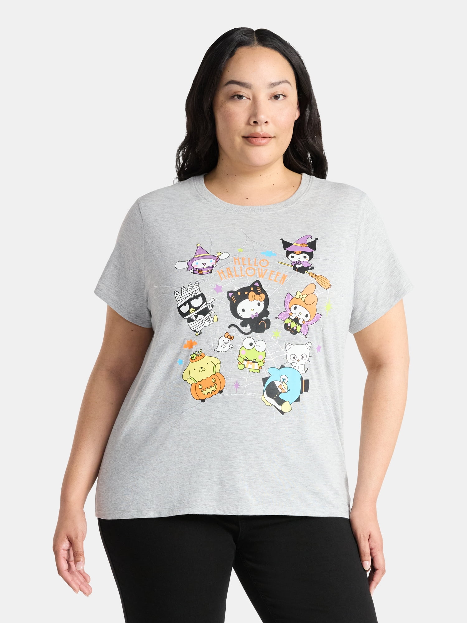 Halloween Hello Kitty and Friends Women's Plus Graphic Tee with Short ...