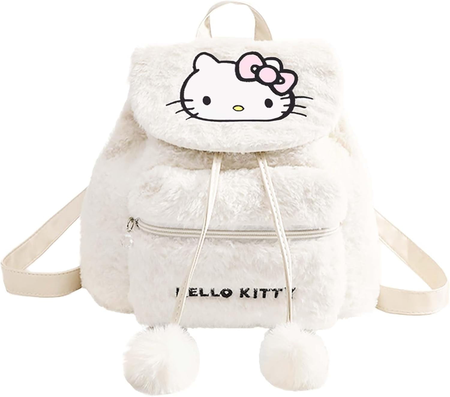 Hello Kitty Furry Backpack Plush Dayback Cartoon Plush Travel Backpack ...