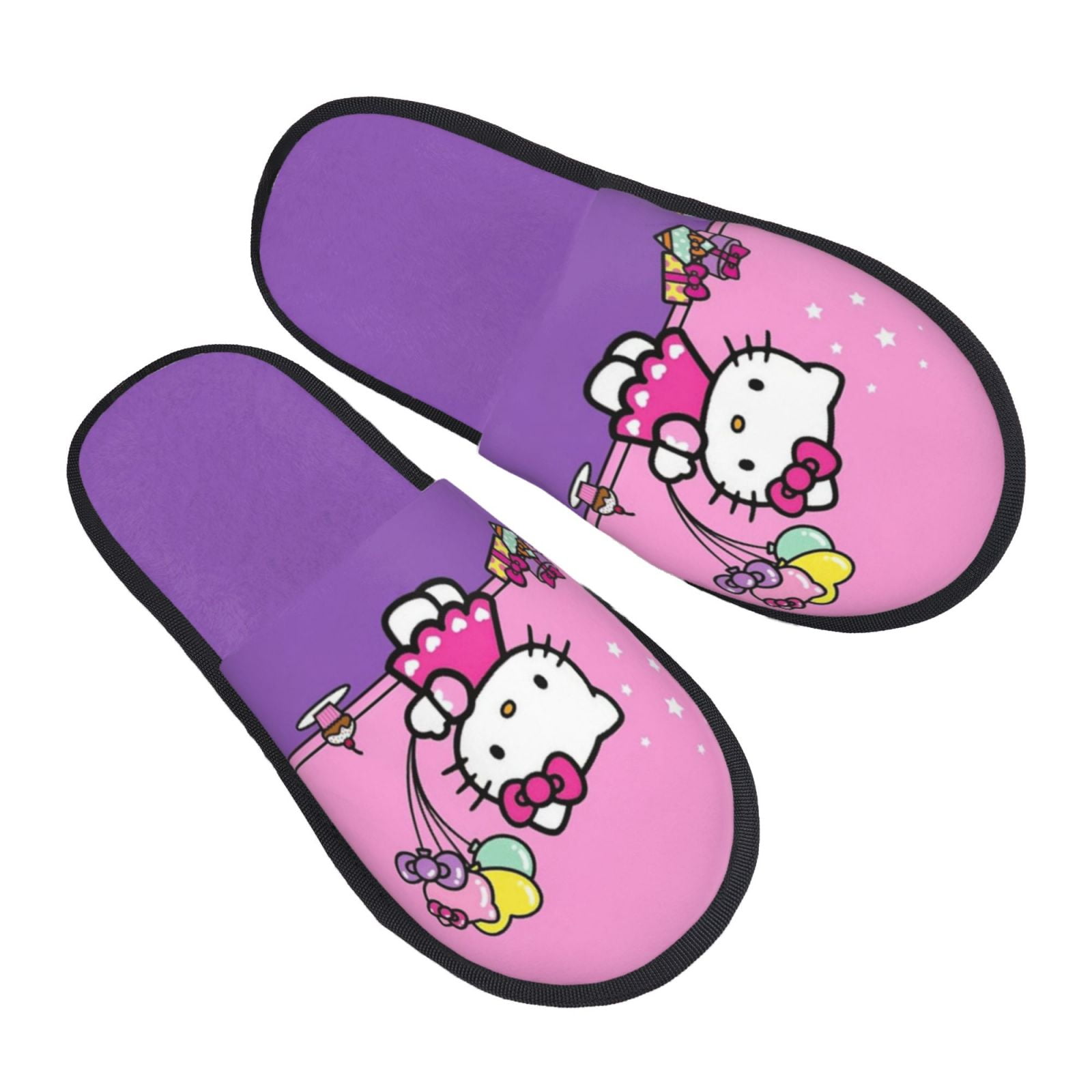 Hello Kitty Furry Slippers For Men Women Fuzzy House Slippers Winter ...