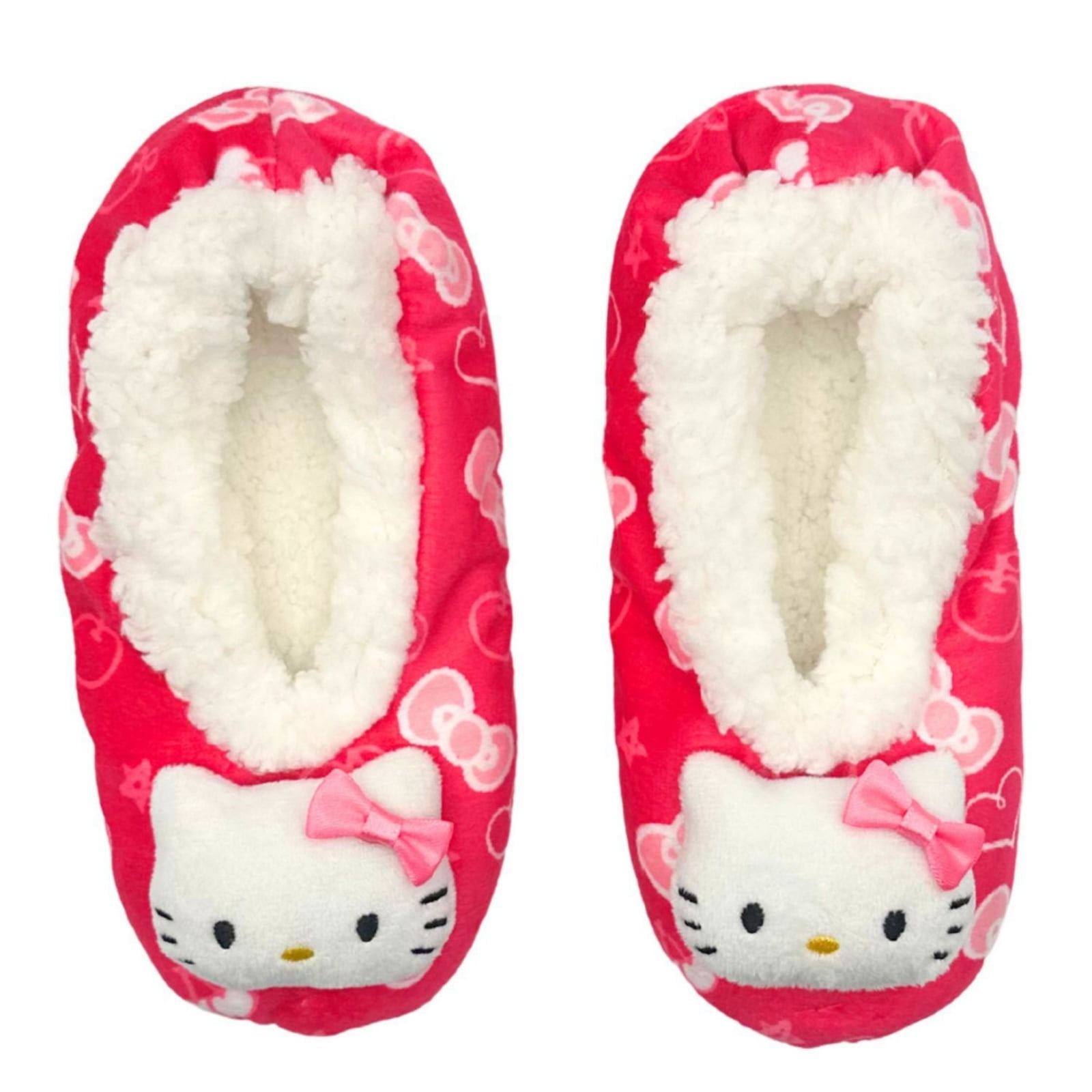 Hello Kitty Fuzzy Babba Girls' Plush Slipper Socks with 3D Head (M/L ...