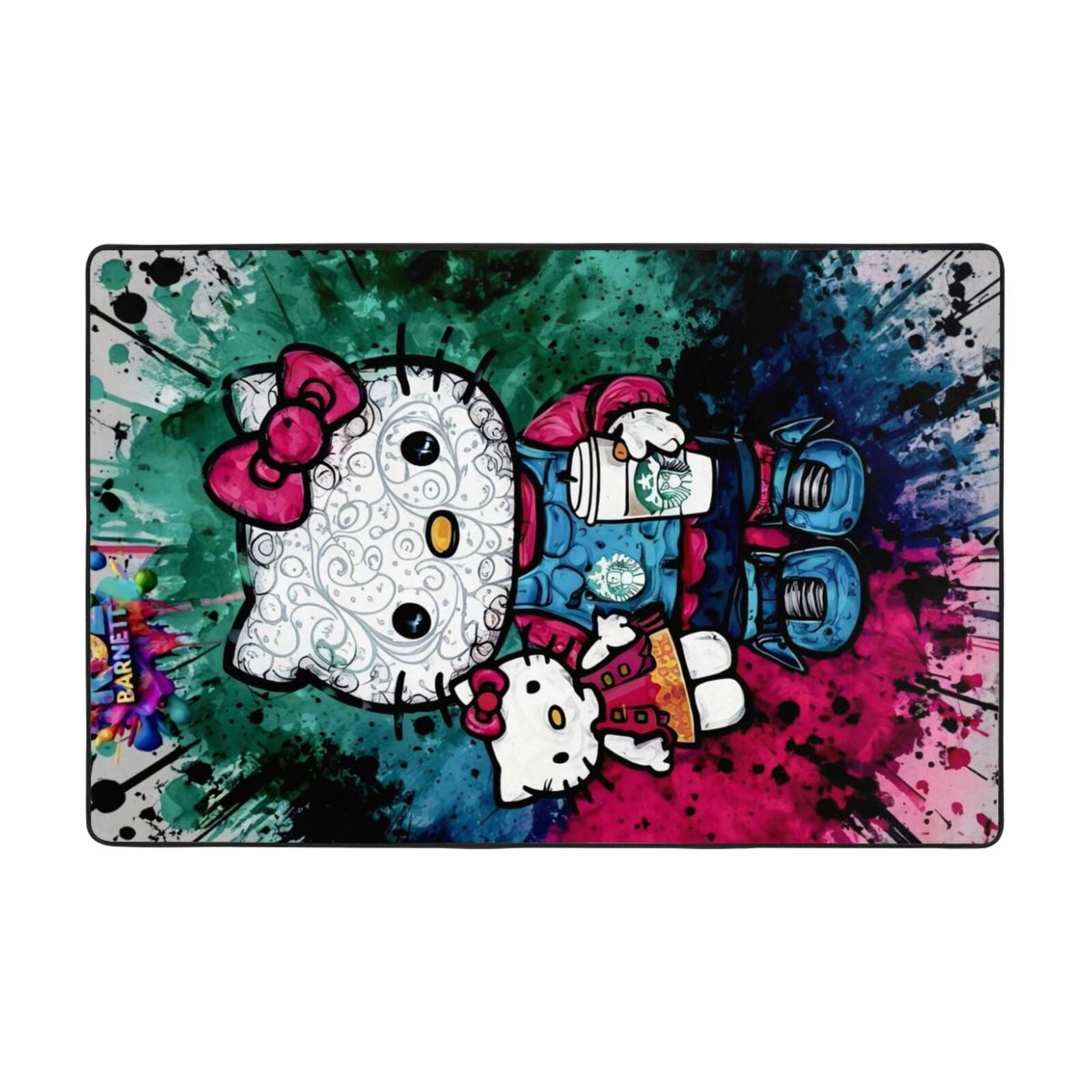 Hello Kitty Gamer Rug Room Non-Slip Gaming Rug Cool Graffiti Gaming ...