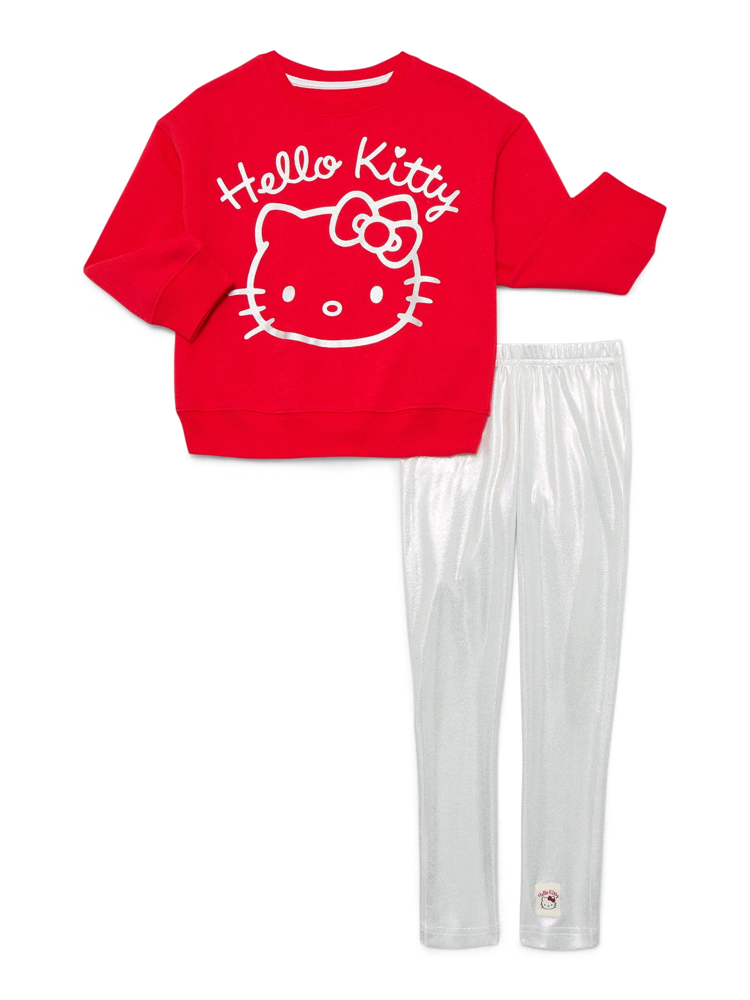 Kitty Girls' Graphic Sweatshirt and Shimmering Leggings Set, 2 Piece ...