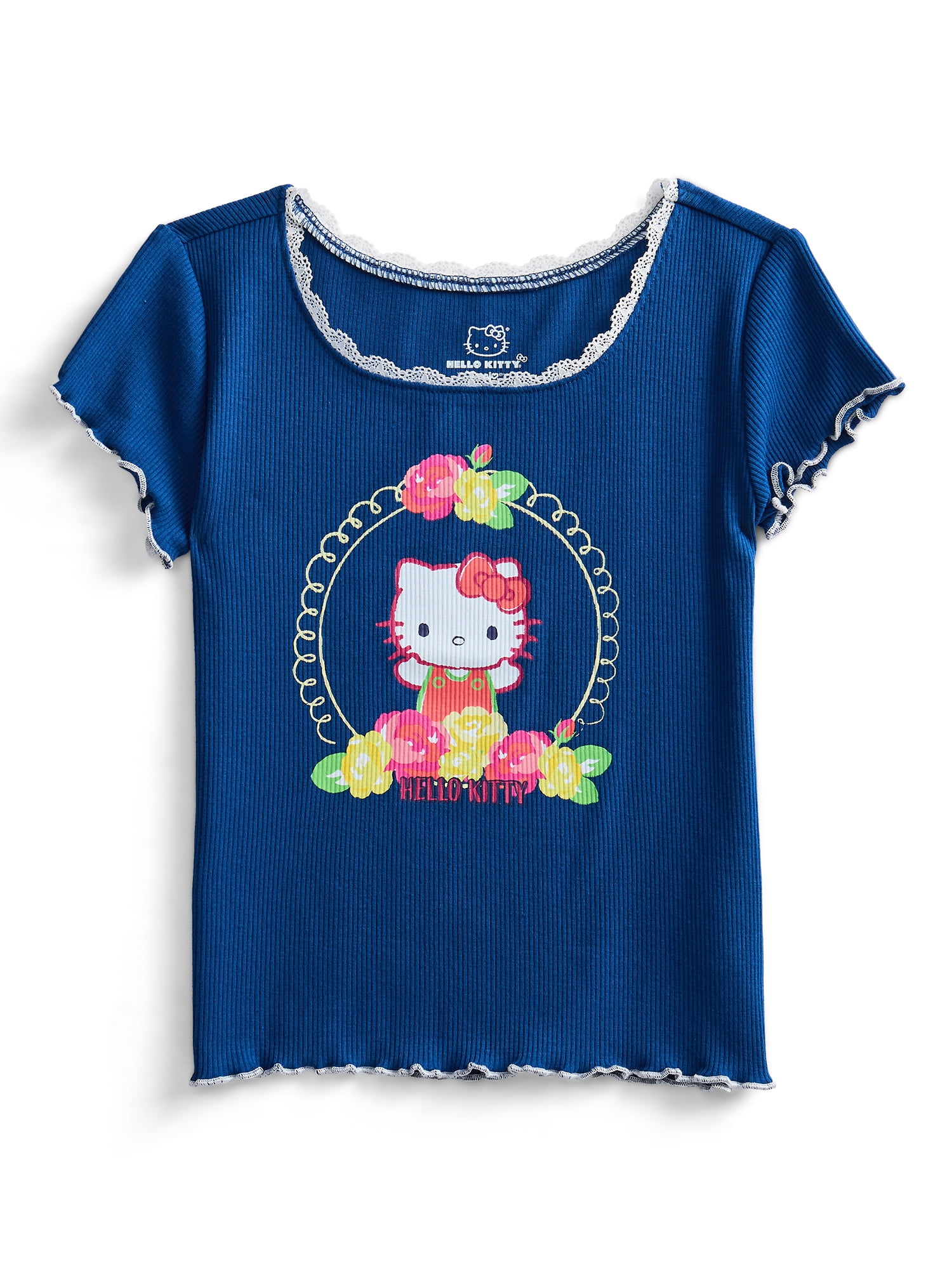 Hello Kitty Girls Purl Edge Graphic Tee with Short Sleeves, Sizes 4-16 ...