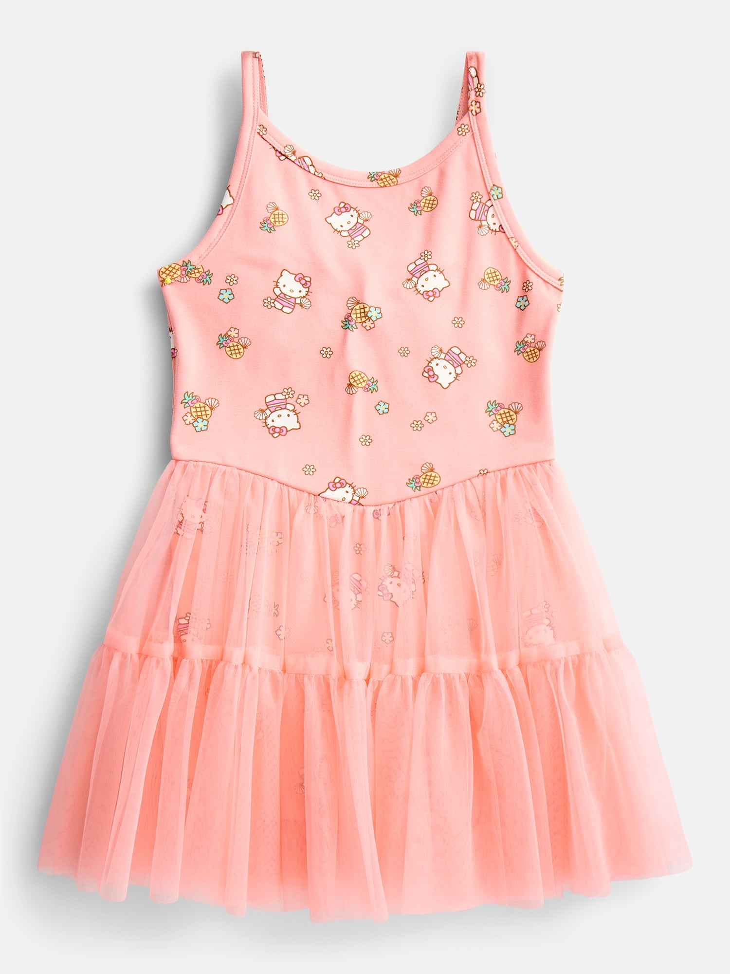 Hello Kitty Girls Sleeveless Allover Print Tulle Romper, Sizes 4-12 ...