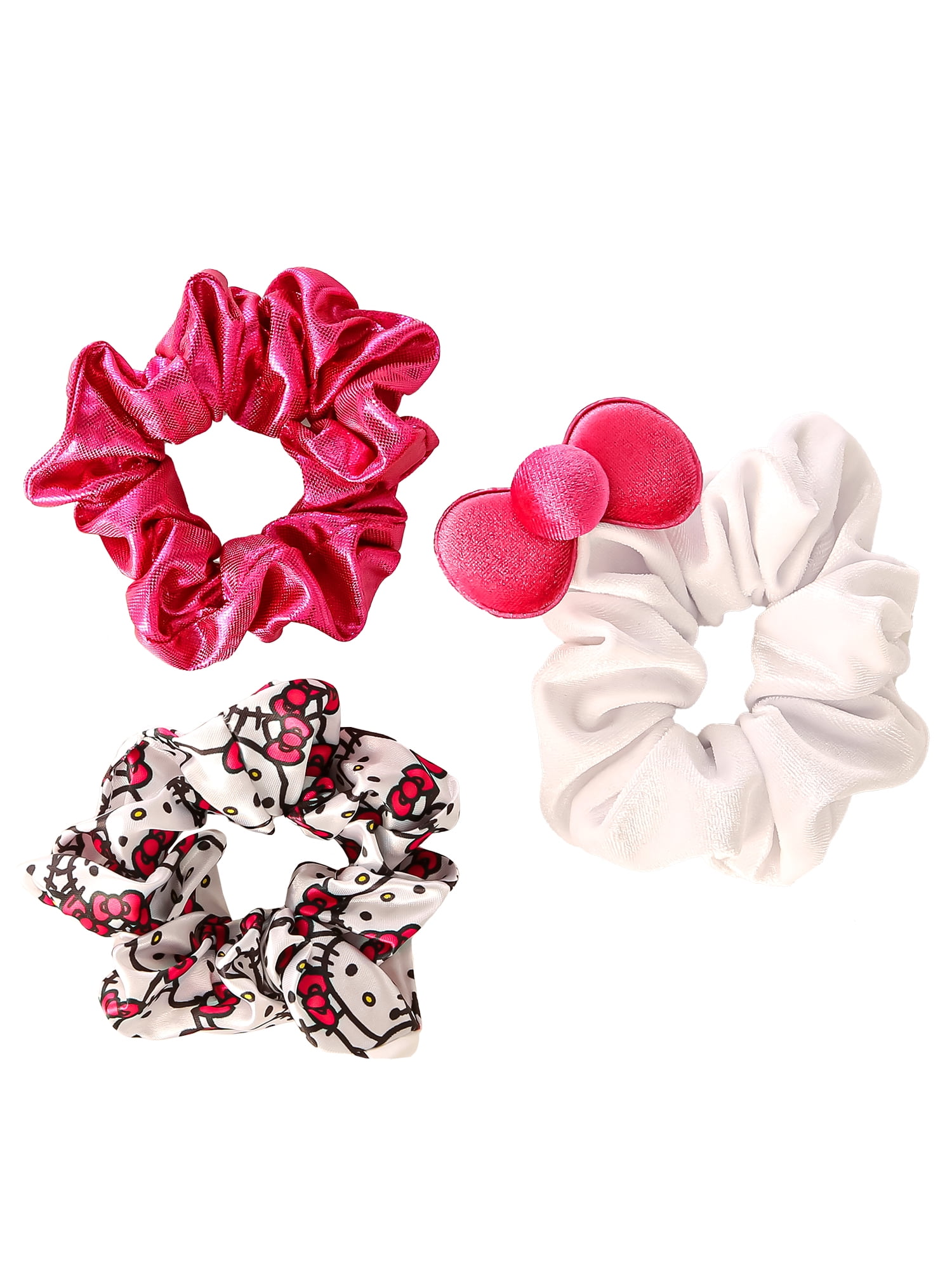 Hello Kitty Girl's Tween Scrunchie Set, 3-Pack, Soft Stretchable Fabric ...