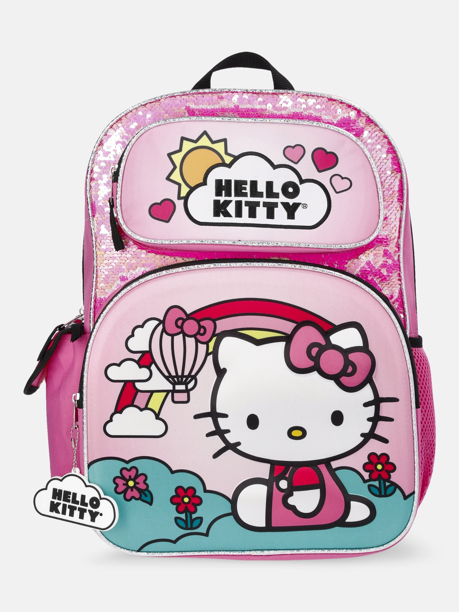 Sanrio Hello Kitty "Hello to Happy" Girls' 17" Sequin Rainbow Backpack ...