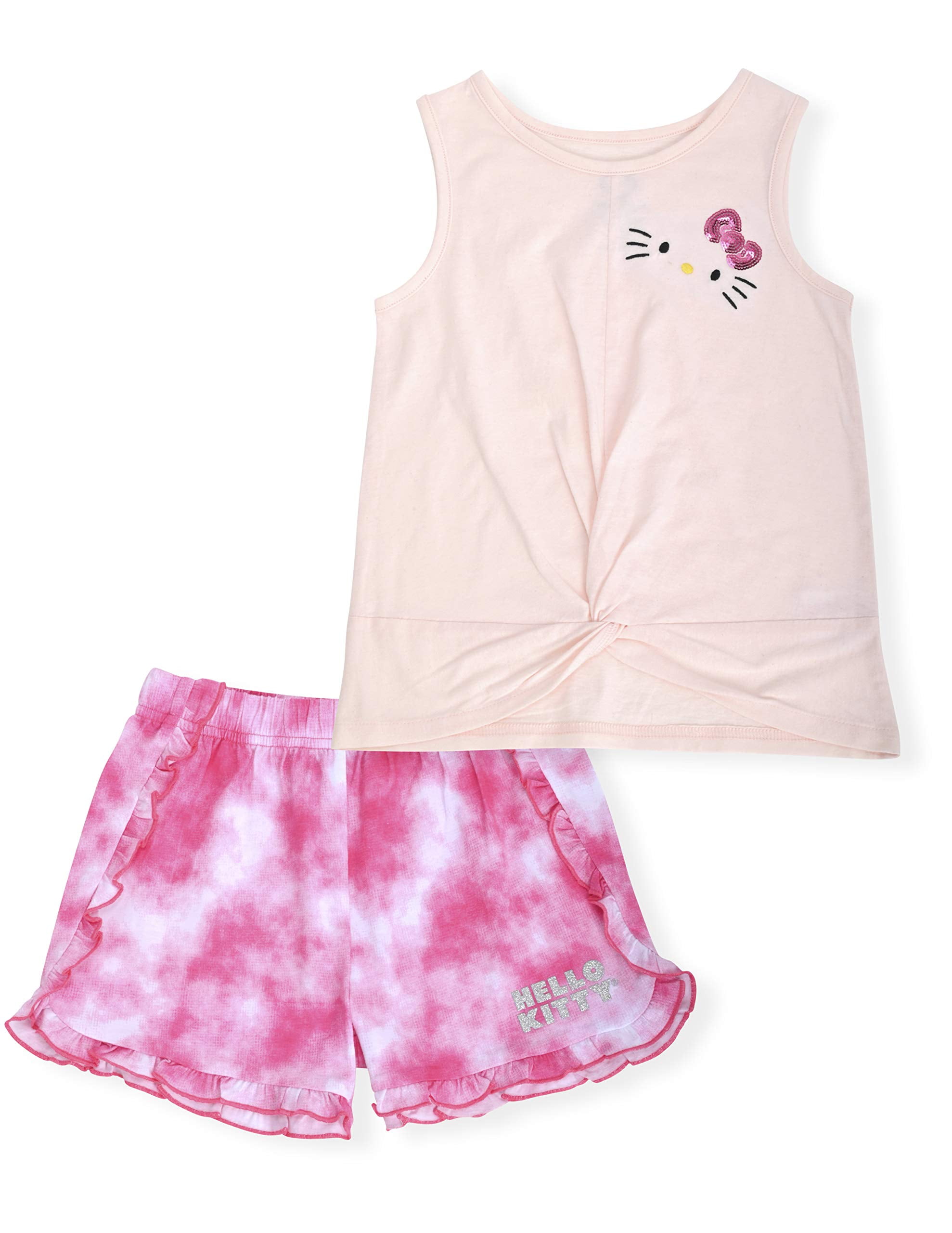 Hello Kitty Girls 2-Piece Fashion Tee Shirt and Active Short Set with ...