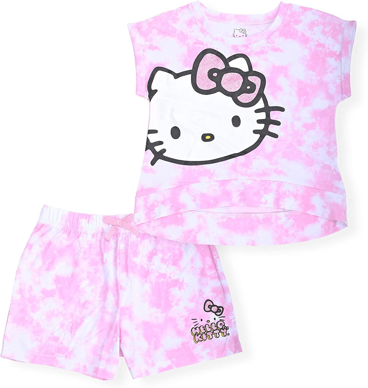 Hello Kitty Girls 2-Piece Fashion Tee Shirt and Active Short Set with ...