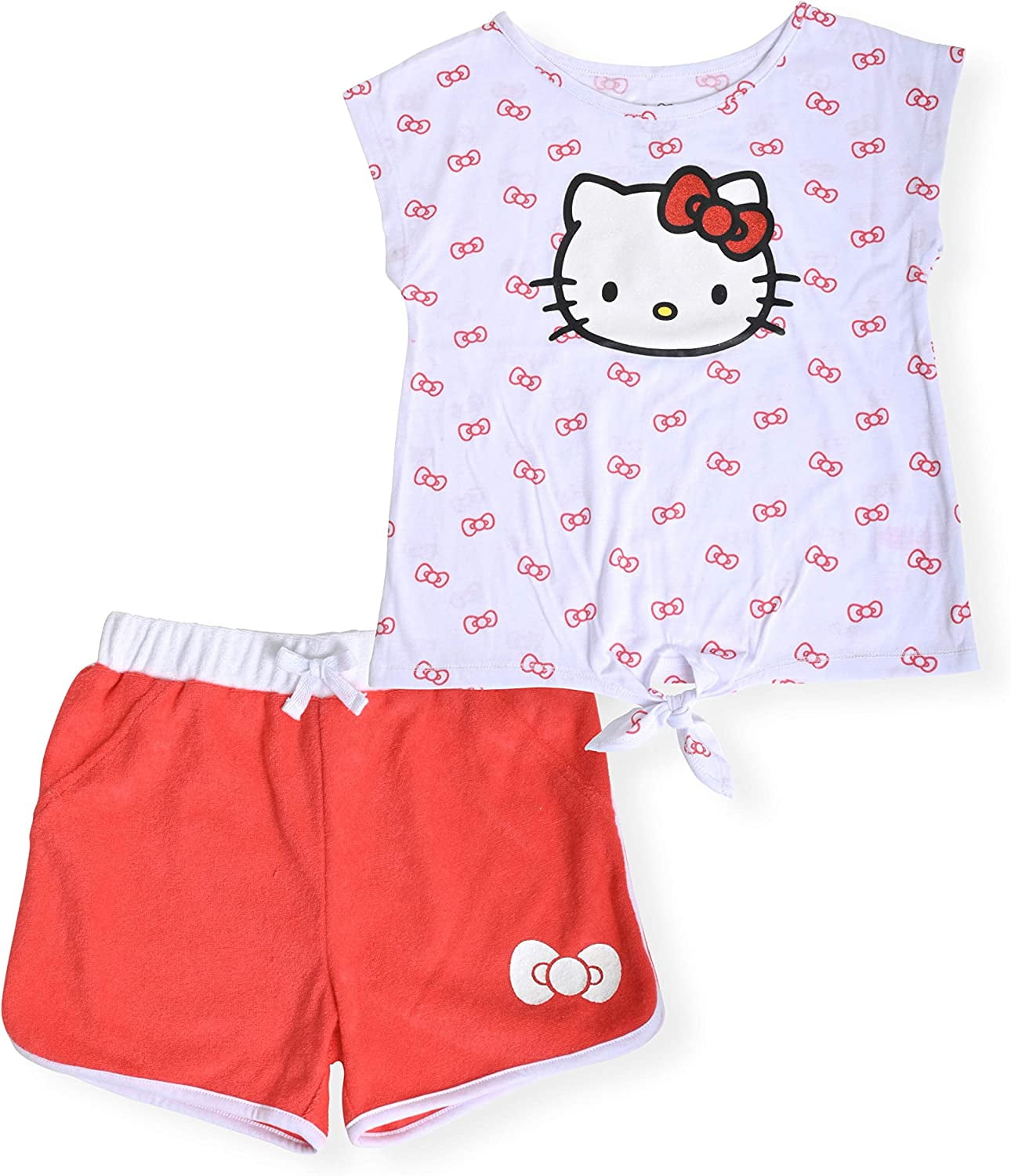Hello Kitty Girls 2-Piece Fashion Tee Shirt and Active Short Set with ...