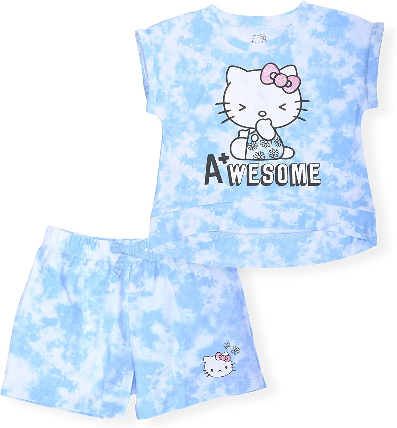 Hello Kitty Girls 2-Piece Fashion Tee Shirt and Active Short Set with ...