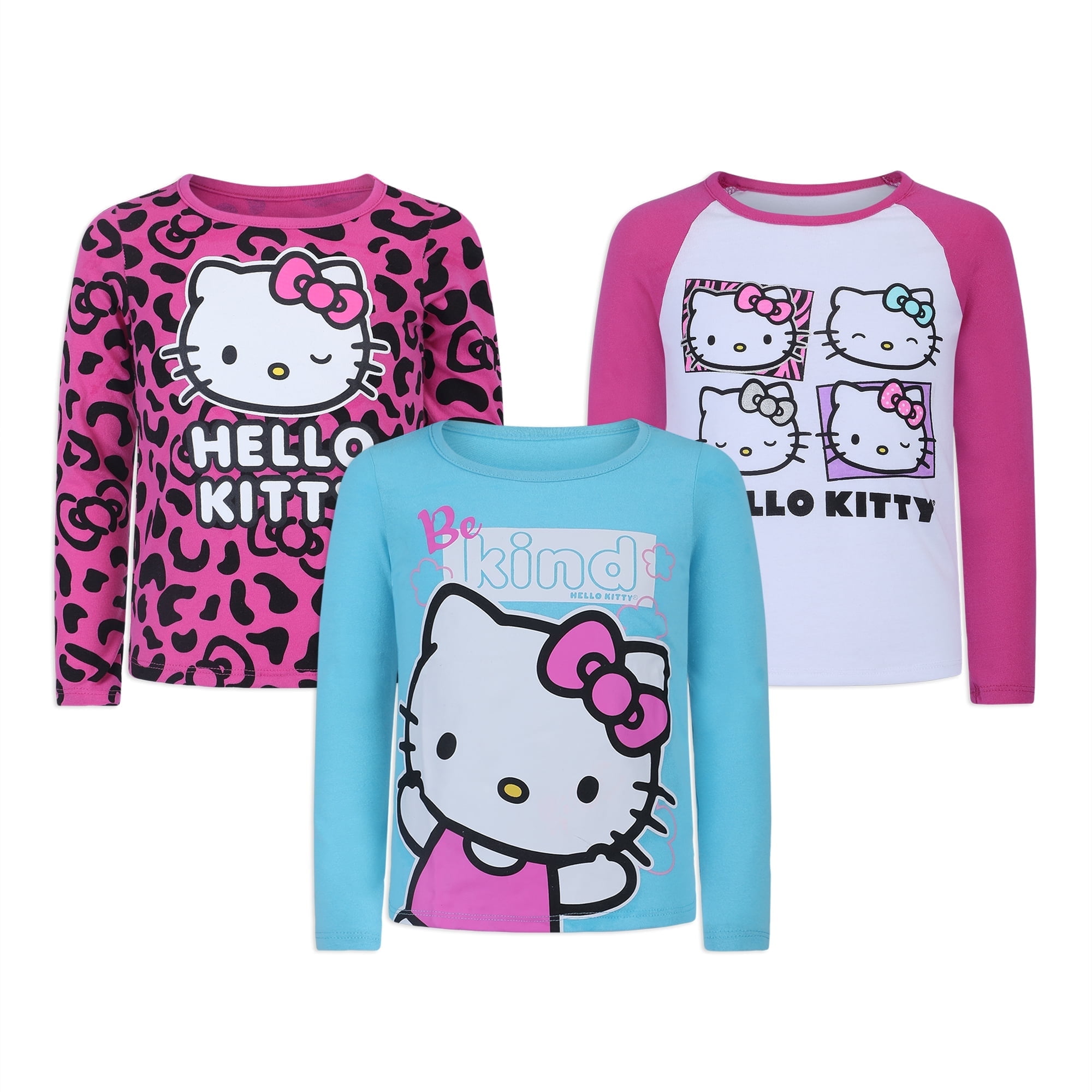 Hello Kitty Girls’ 3 Pack Long Sleeve Shirt for Infant, Toddler, Little ...