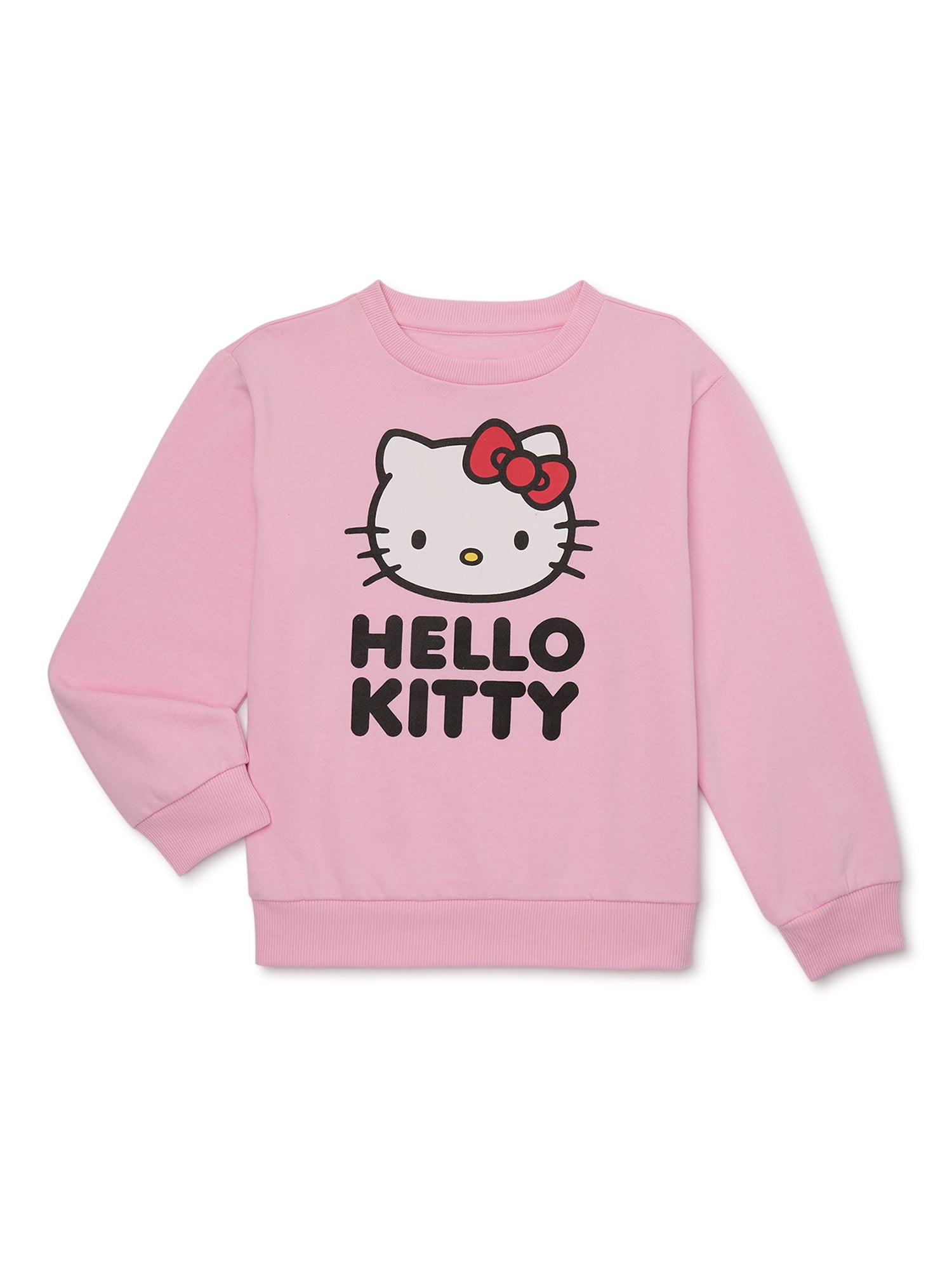 Hello Kitty Girls Graphic Crewneck Fleece Sweatshirt, Size 4-16 ...