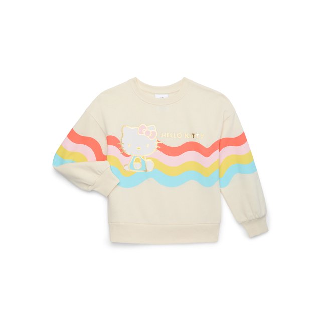 Hello Kitty Girls’ Graphic Fleece Sweatshirt with Long Sleeves, Sizes 4 ...