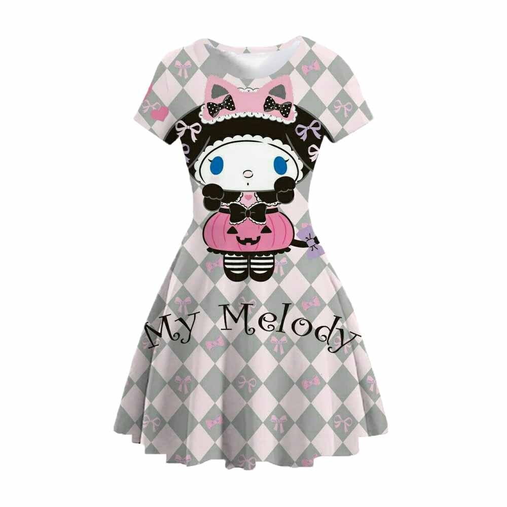 Hello Kitty Girls Kawaii Cat Cartoon Dress Children's Dress 3d Cat ...