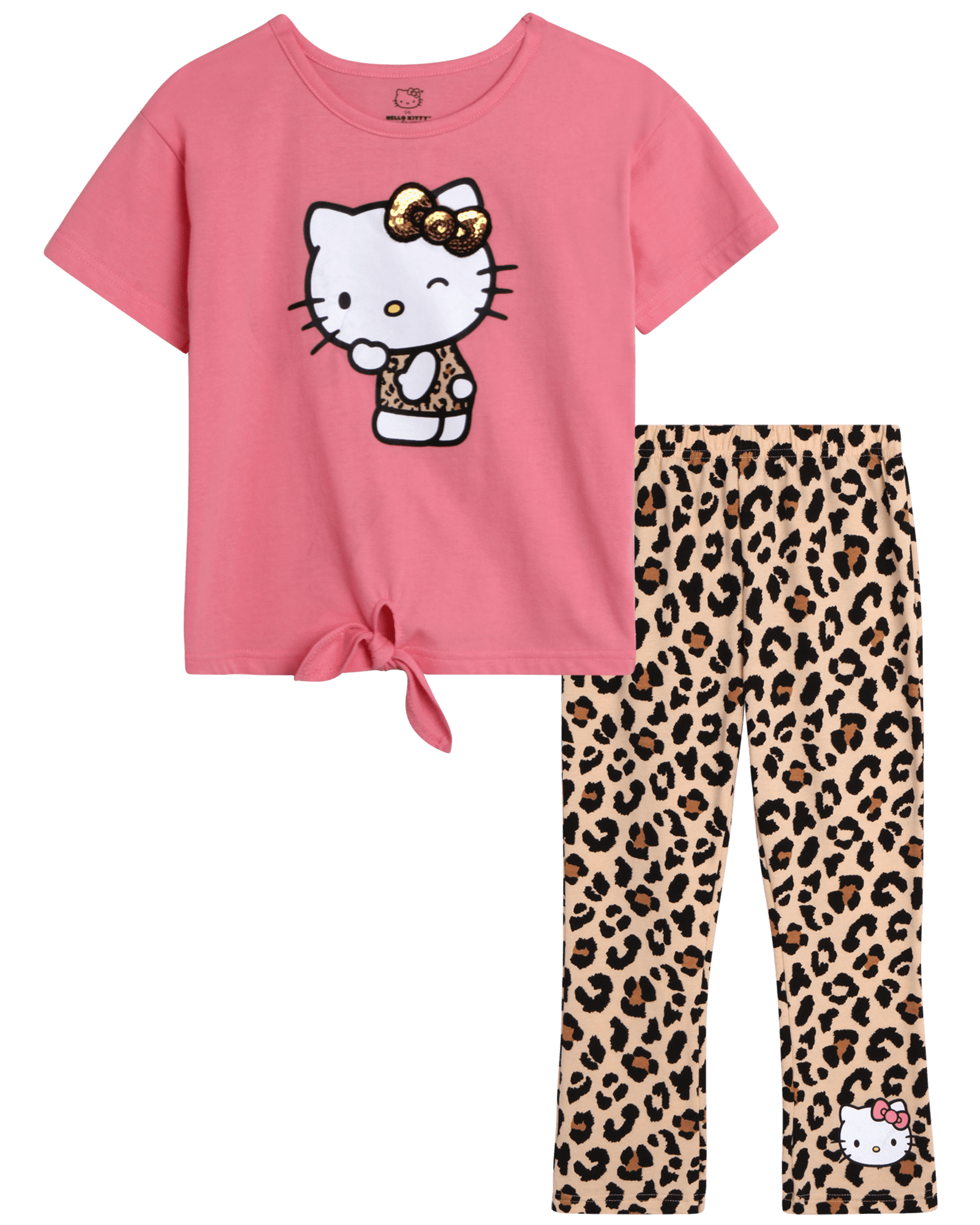 Hello Kitty Girls' Leggings Set - 2 Piece Graphic Tee Blouse Top and ...