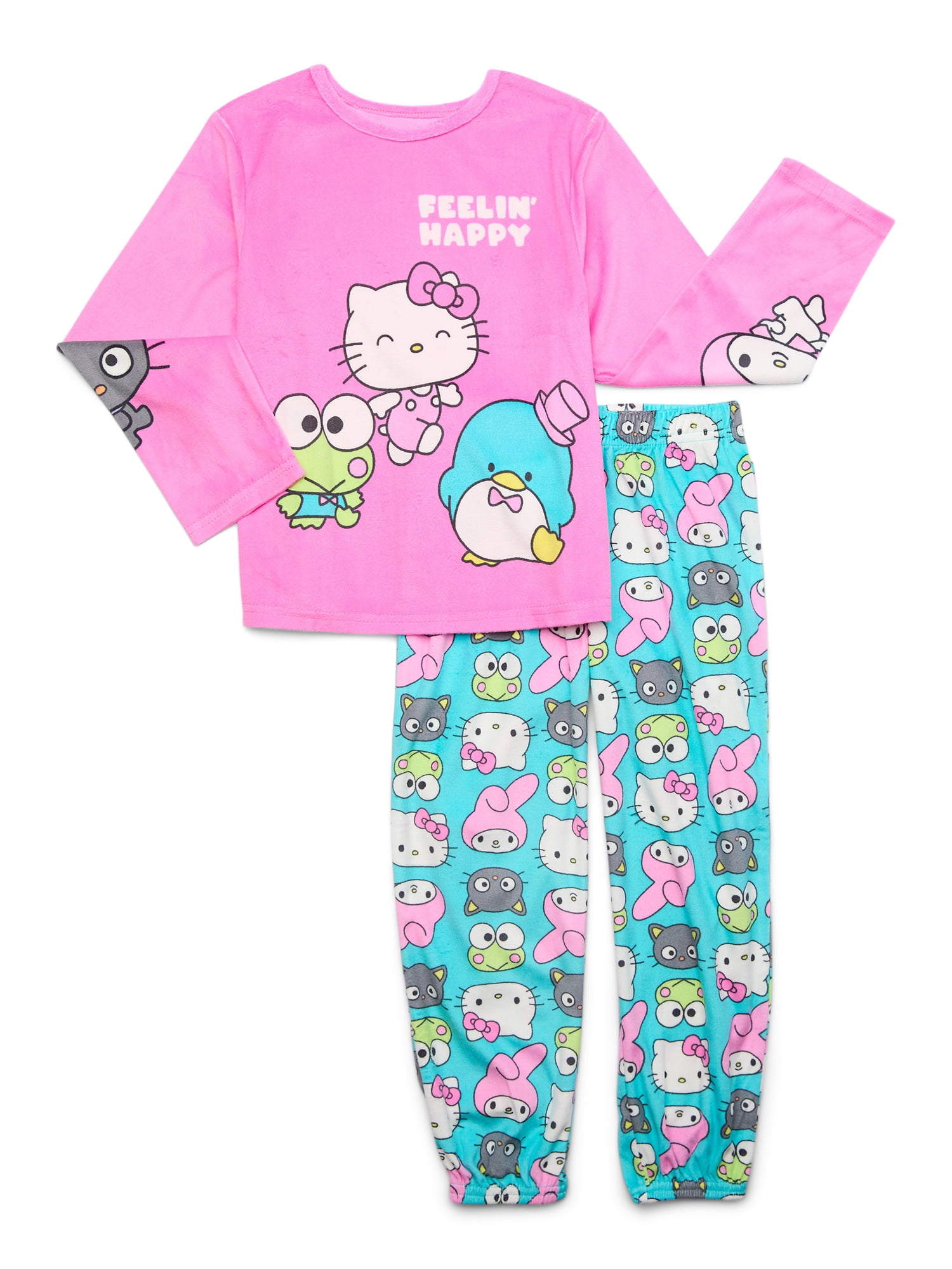 Hello Kitty Girls Long Sleeve Top and Pajama Pants Set, 2-Piece, Sizes ...