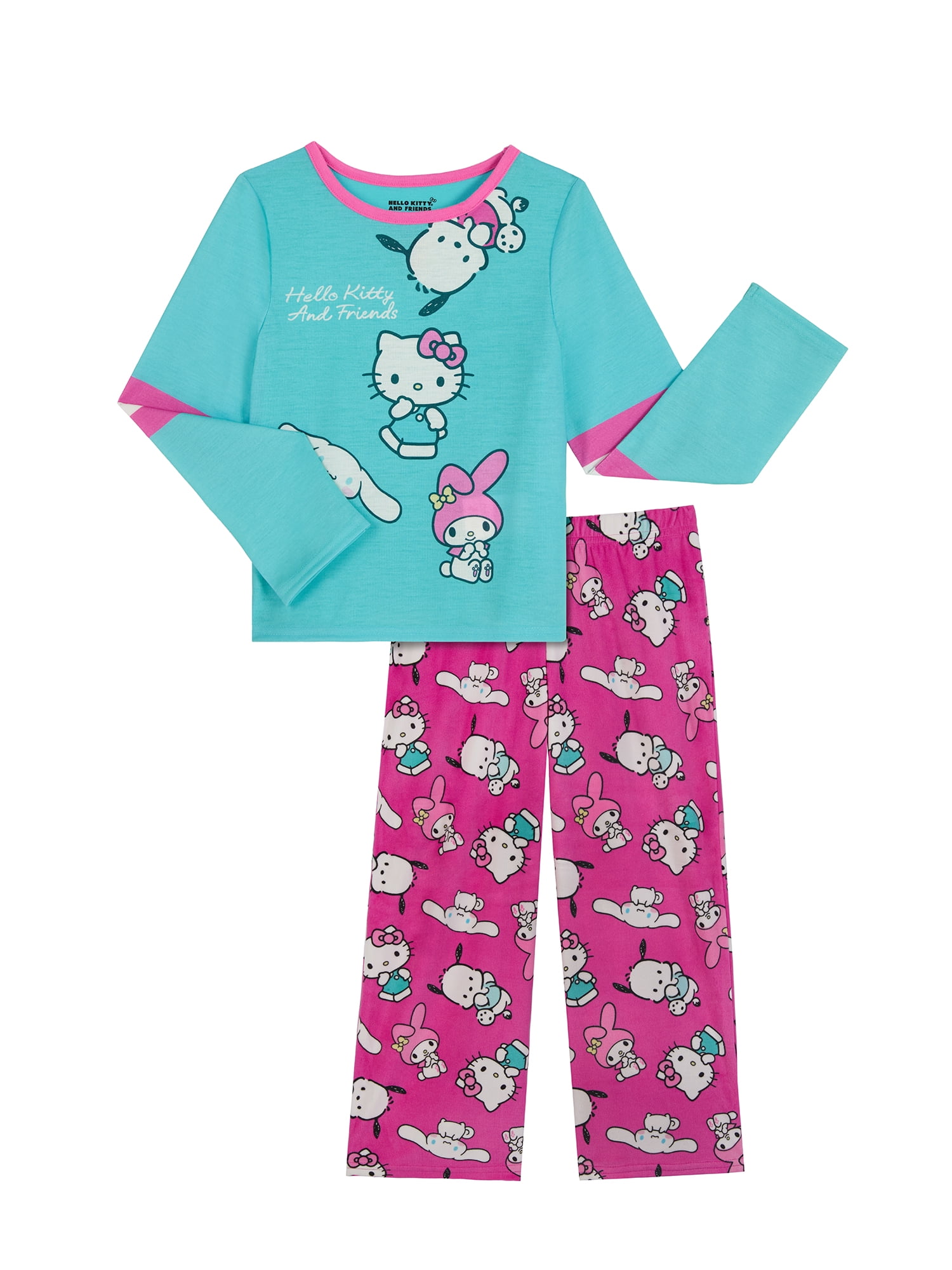Hello Kitty Girls Long Sleeve Top and Pajama Pants Set, 2-Piece, Sizes ...