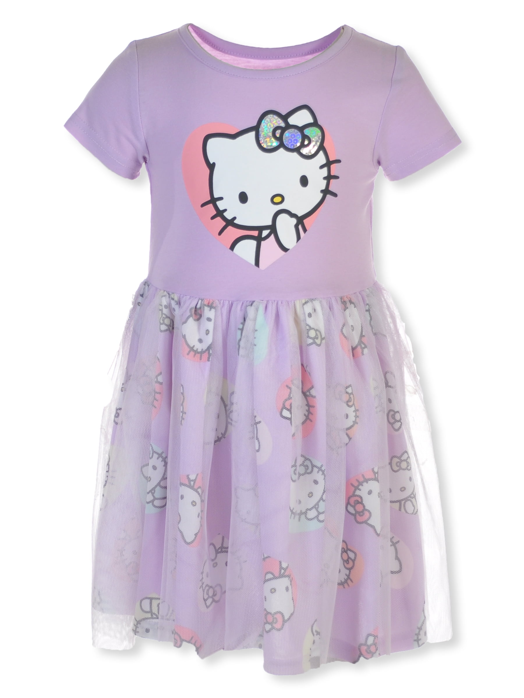 Hello Kitty Girls' Love T-Shirt Dress - lilac, 3t (Toddler) - Walmart.com