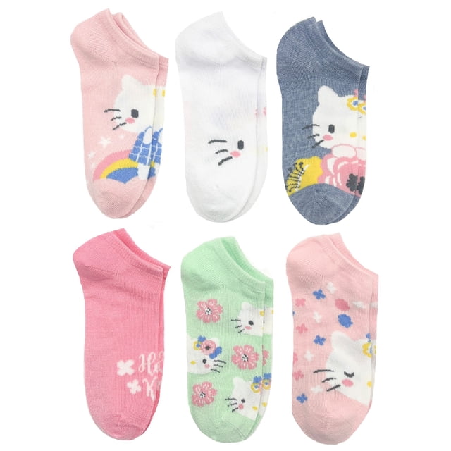 Hello Kitty, Girls No-Show Socks, 6-Pack, Sizes S-L - Walmart Business ...